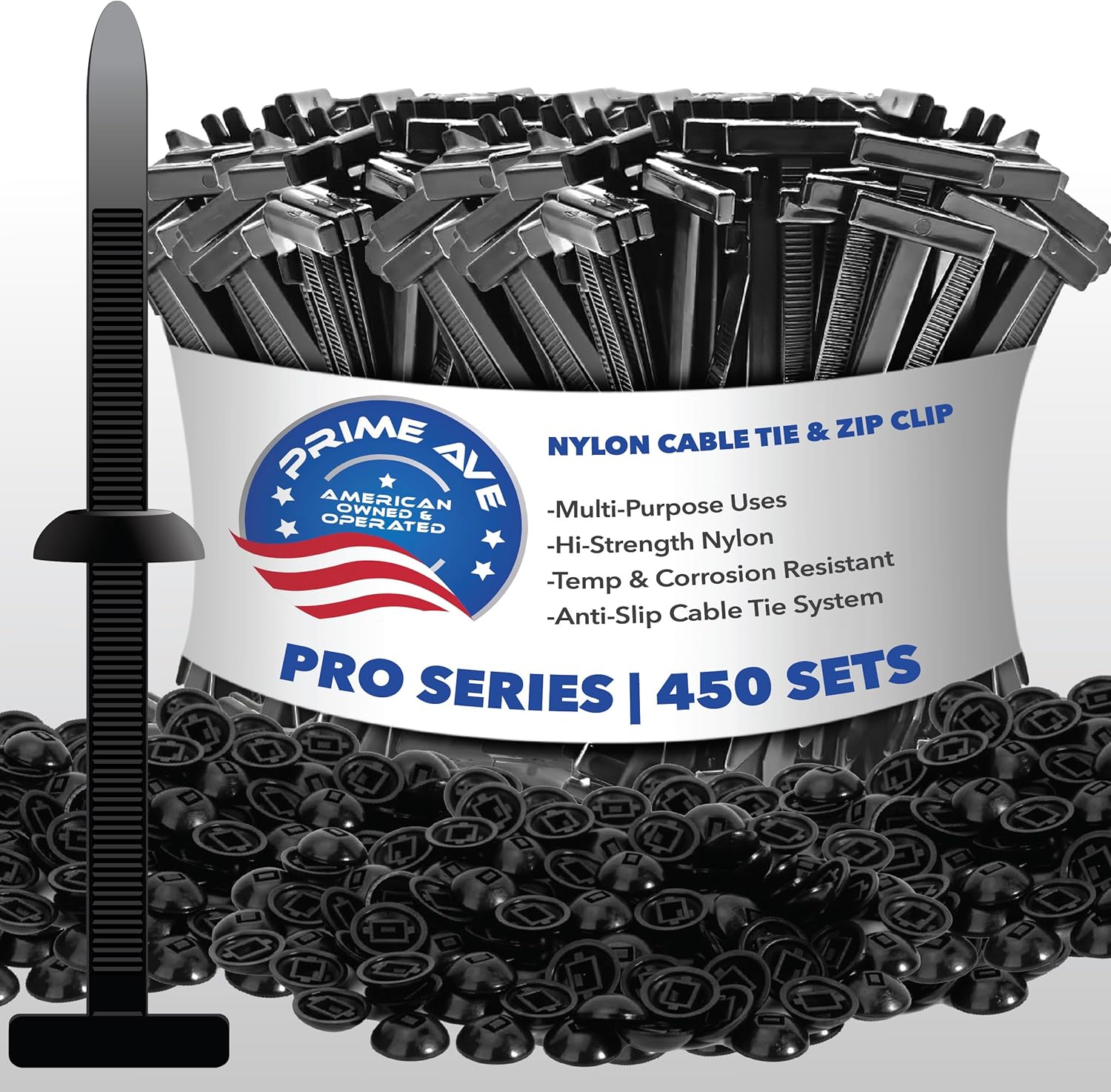 Amazon.com: Prime Ave 450 Sets -Nylon Cable Tie Buckle & Zip-Clip Pro ...