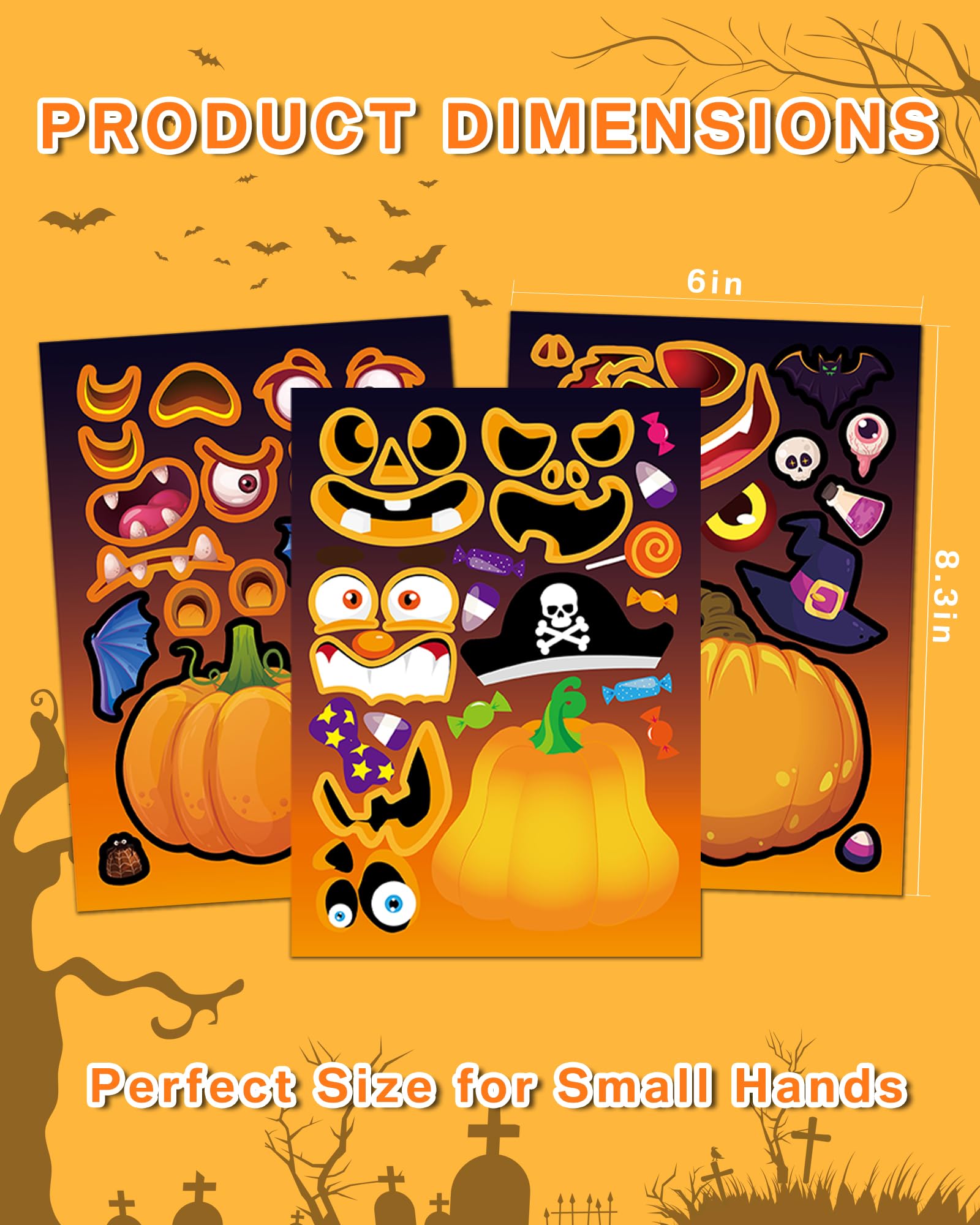 No Carve Pumpkin Kit Pumpkin Decorating Stickers Kit - 48 Fun Faces For ...