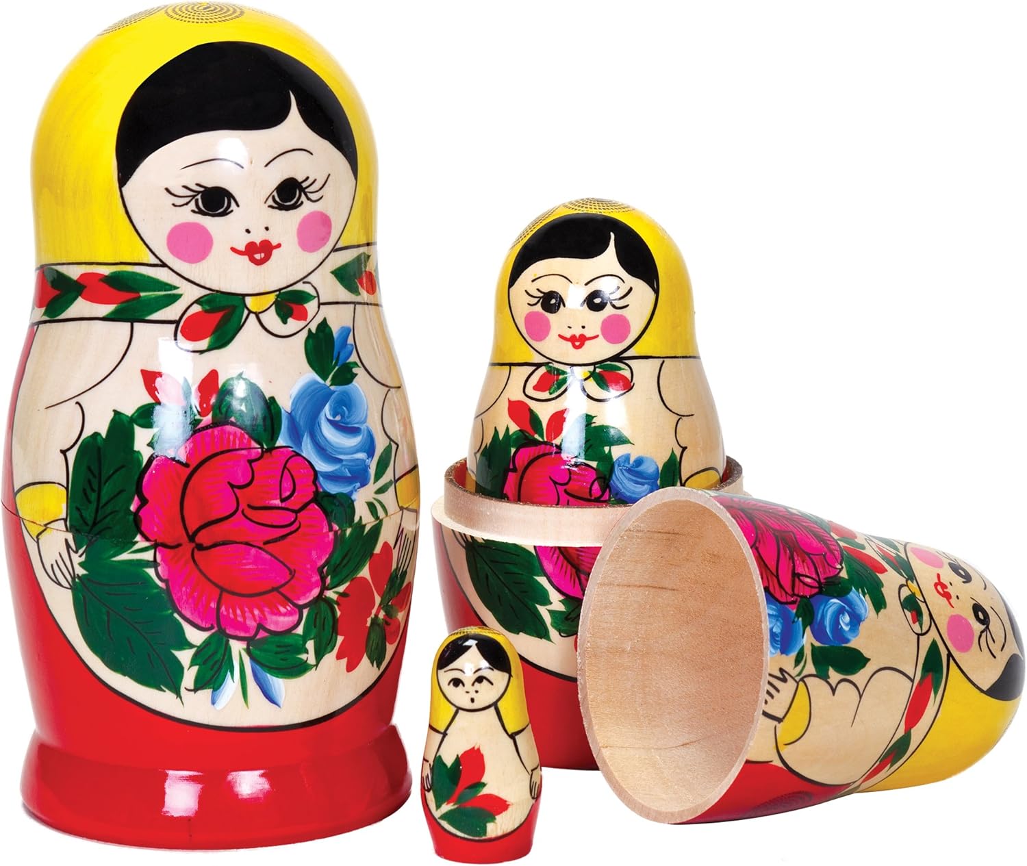 Tobar Wooden Russian Dolls - 5 Traditional Matryoshka Nesting Figures ...