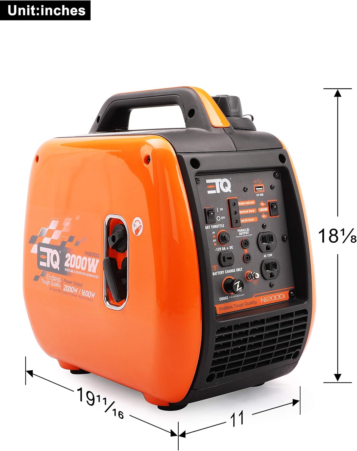 Buy ETQ Tough Quality 2000Watt Portable Generator - Extremely Quiet ...