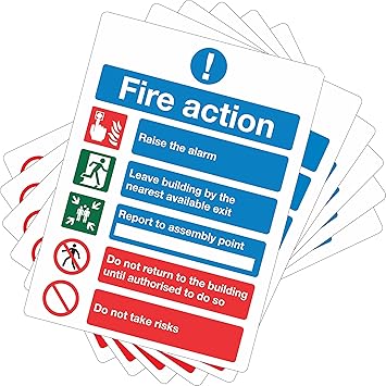 Raise The Alarm Fire Action Notice Signs 150mm x 200mm - Self Adhesive ...