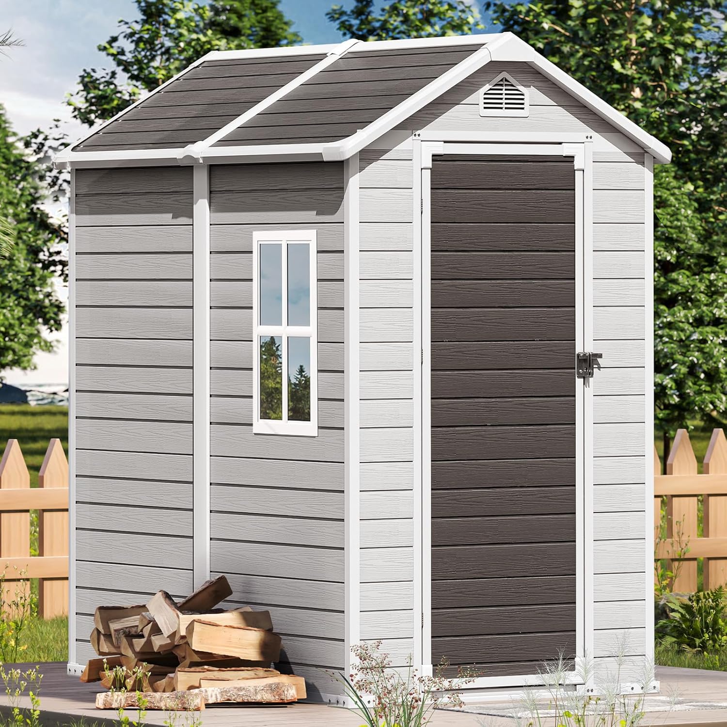 Amazon.com : 4x6 FT Small Plastic Shed Resin Outdoor Storage with Floor ...
