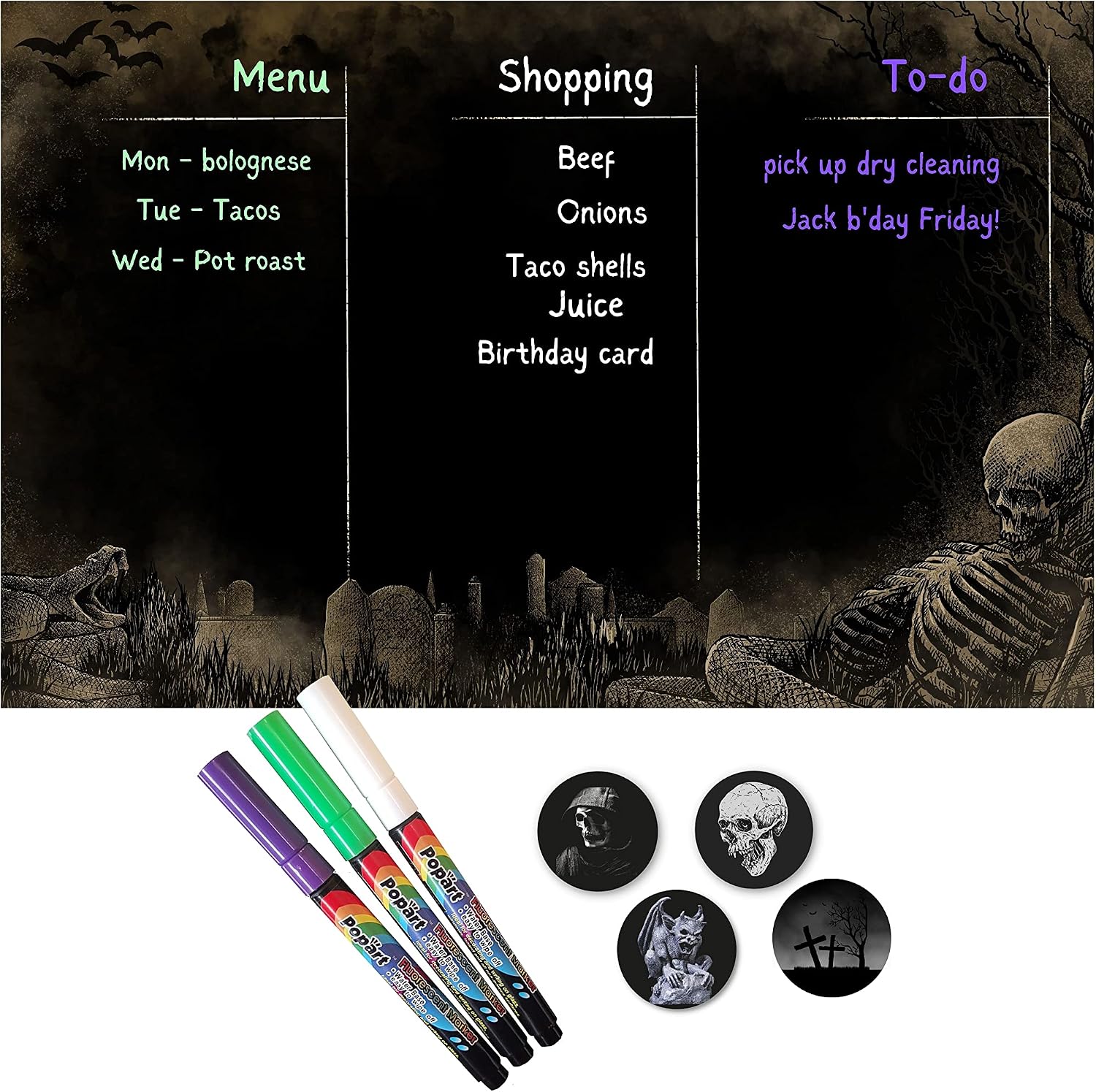 Amazon.com: Gothic Home Decor Magnetic Kitchen Planner Board with pens ...