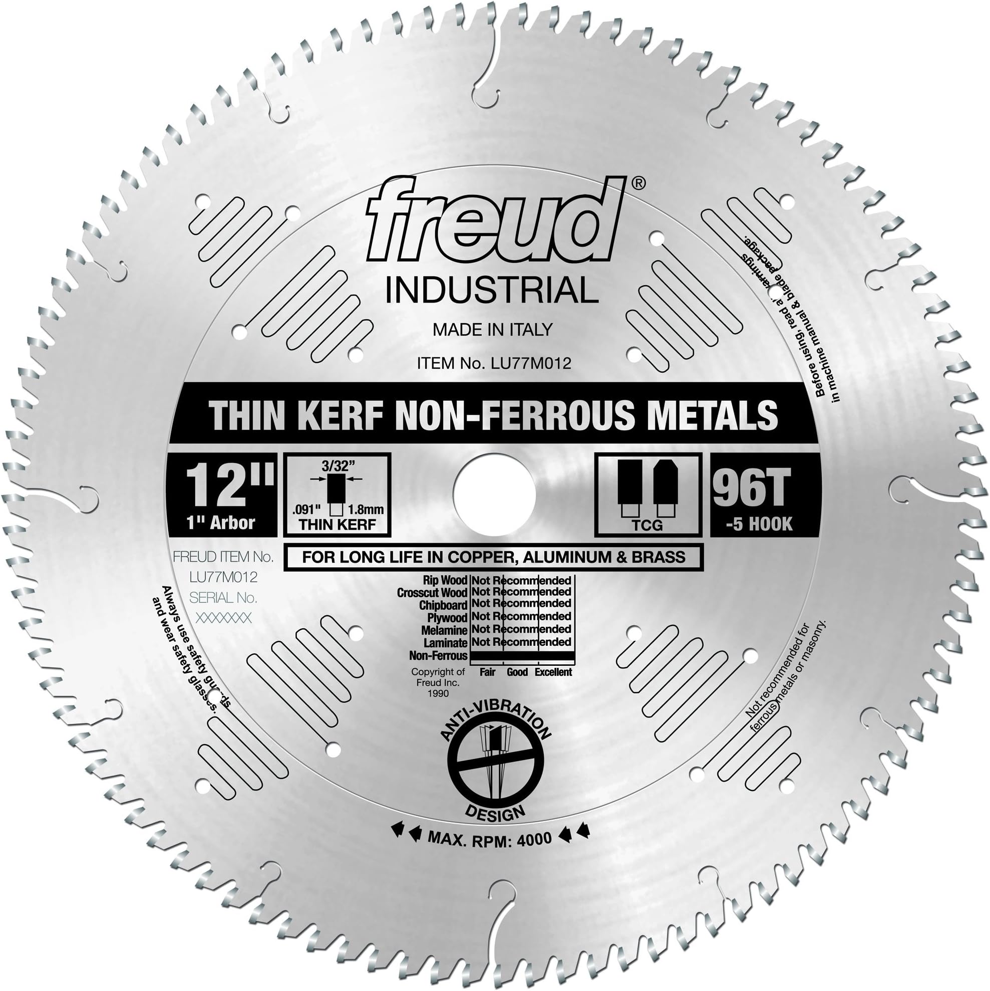 12" x 96T Thin Kerf Non-Ferrous Metal Blade : Amazon.ca: Tools & Home ...