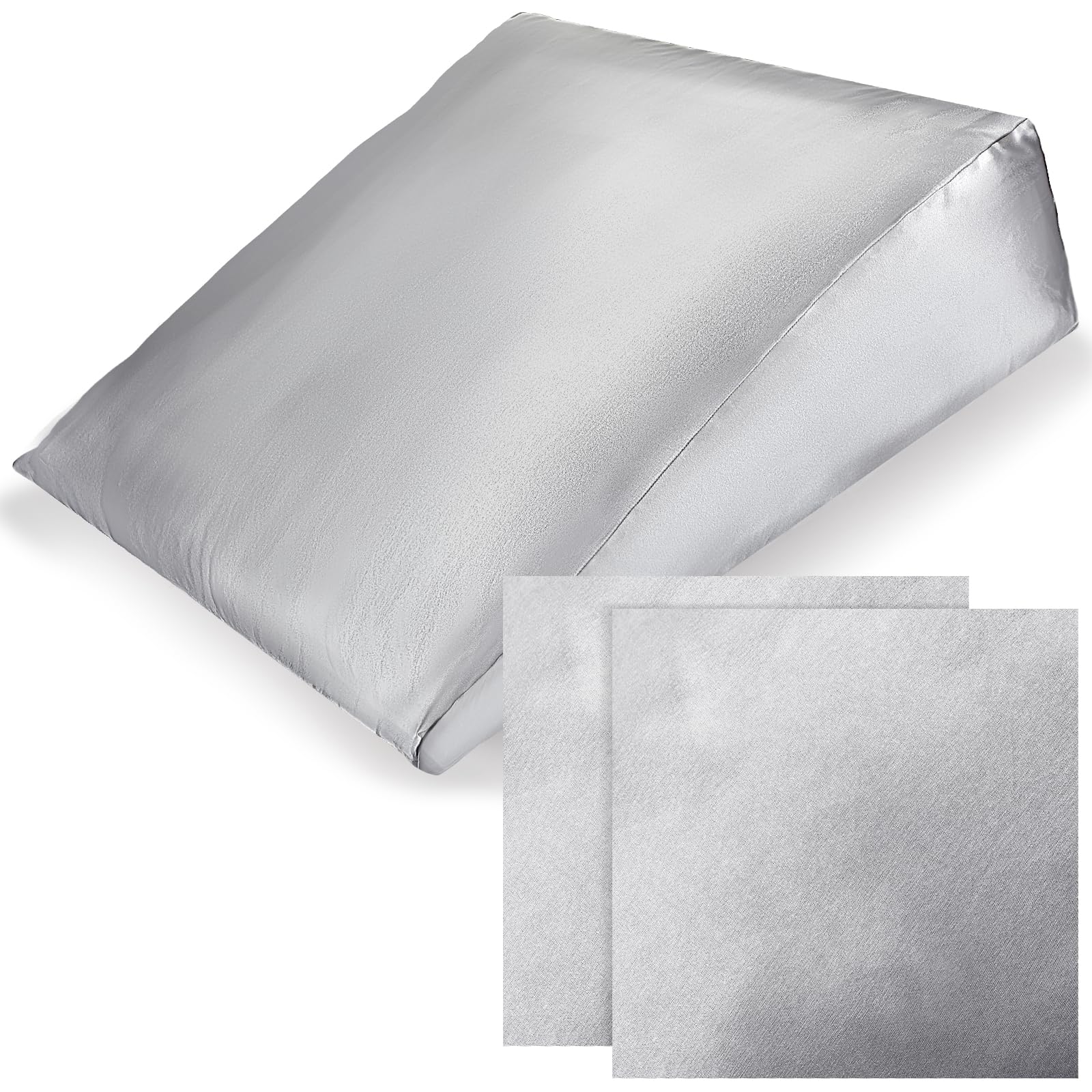 Amazon.com: Wesiti 2 Piece Satin Bed Wedge Pillow Case Cover with ...