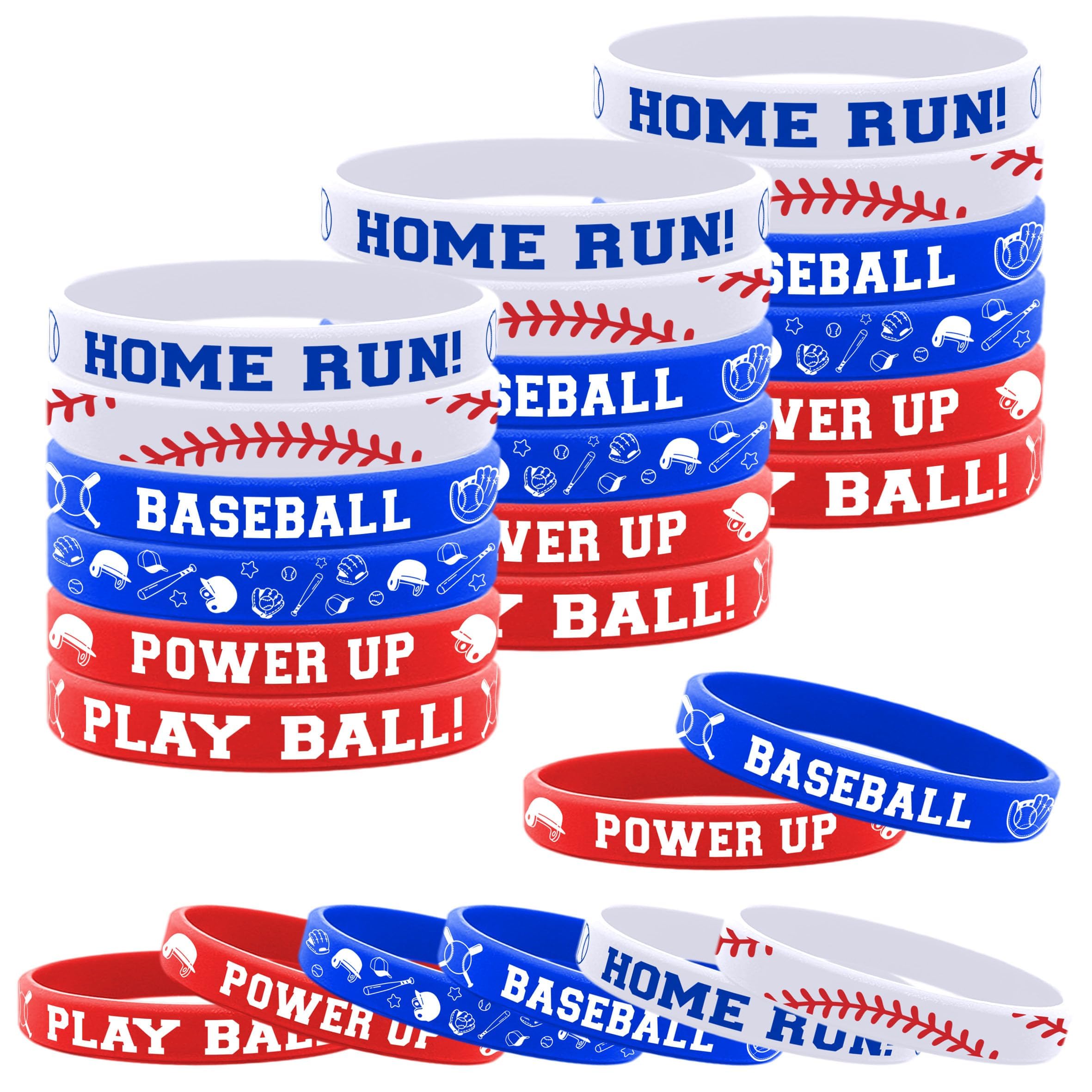 Amazon.com: Lesnala 48 PCS Baseball Rubber Bracelets Motivational ...