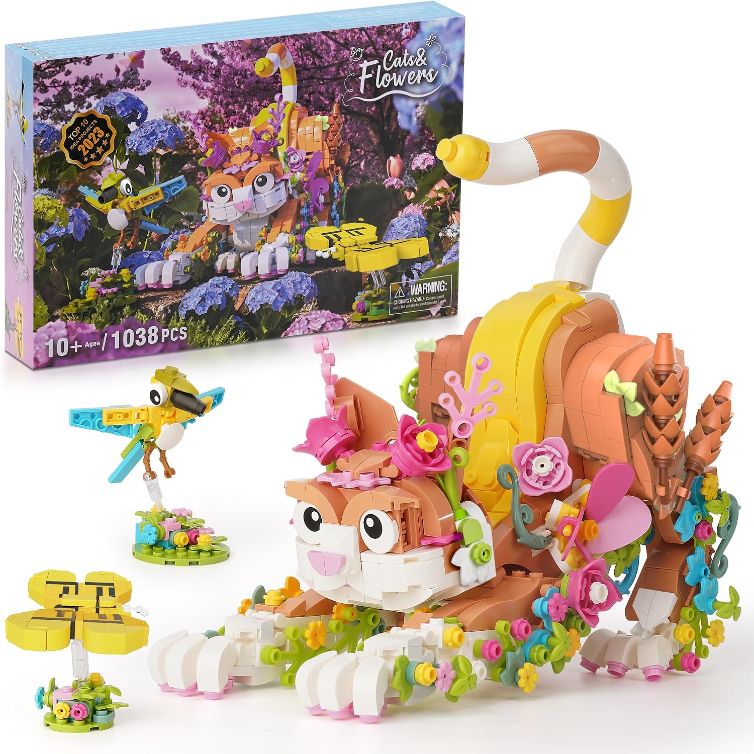 JOJO&Peach Creator Flower and Cat Animal Toy Building Set, Collectible ...