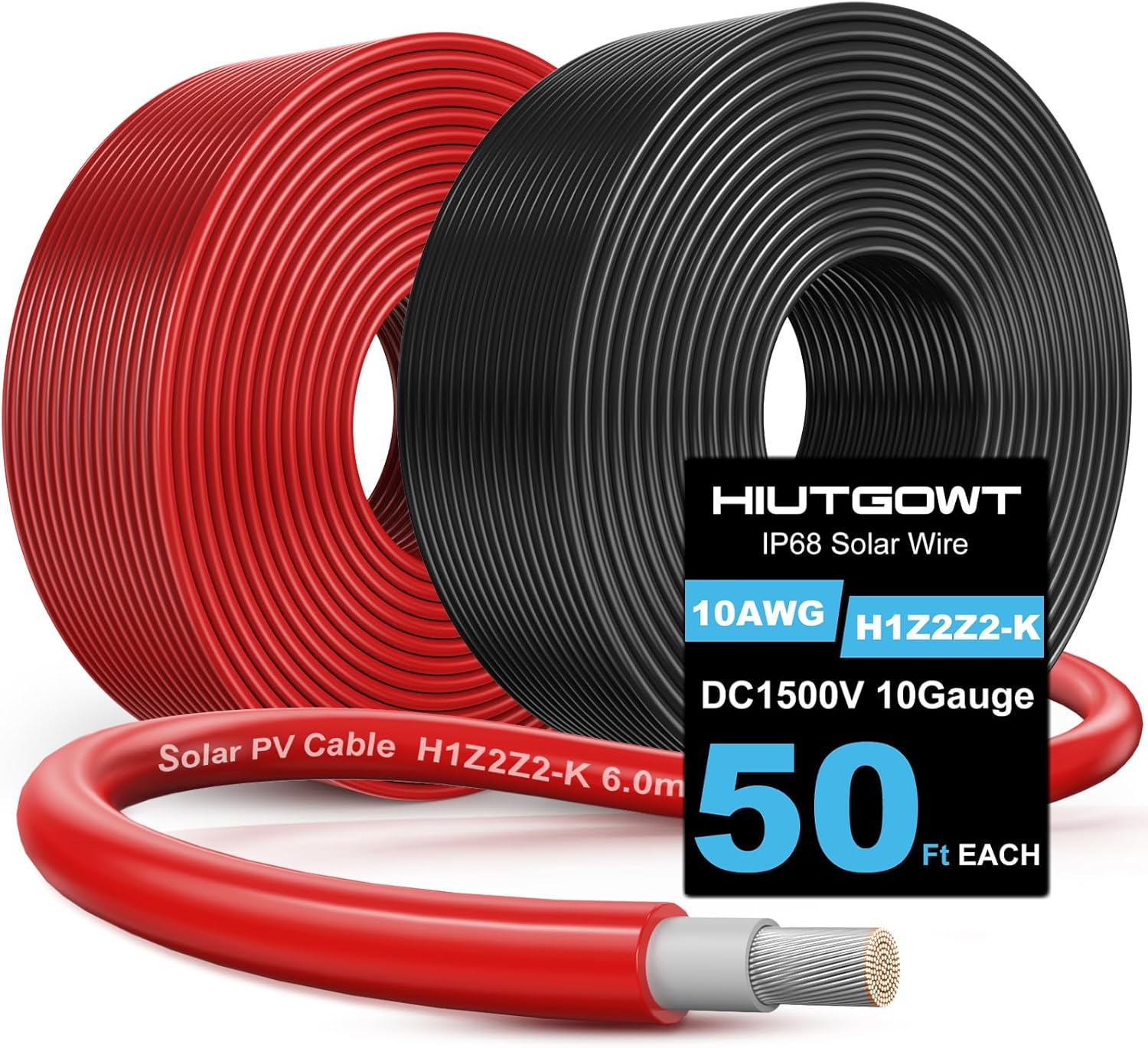 Amazon.com: Hiutgowt 10AWG Solar Wire, Solar Cable 50Ft, Solar ...