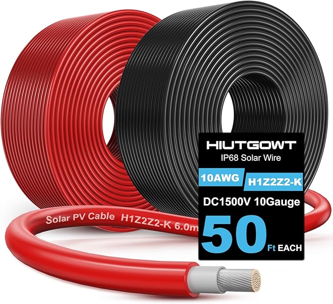 Amazon.com: Hiutgowt 10AWG Solar Wire, Solar Cable 50Ft, Solar ...