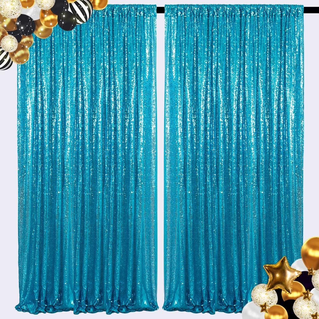 Amazon.com : ShinyBeauty Turquoise Sequin Backdrop Curtain | 2 Panels ...