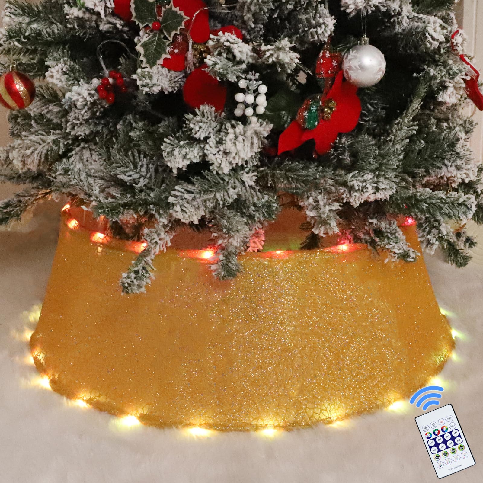 Amazon.com: ATTGREAT 24 Inch Christmas Tree Collar, 17 Light Modes with ...