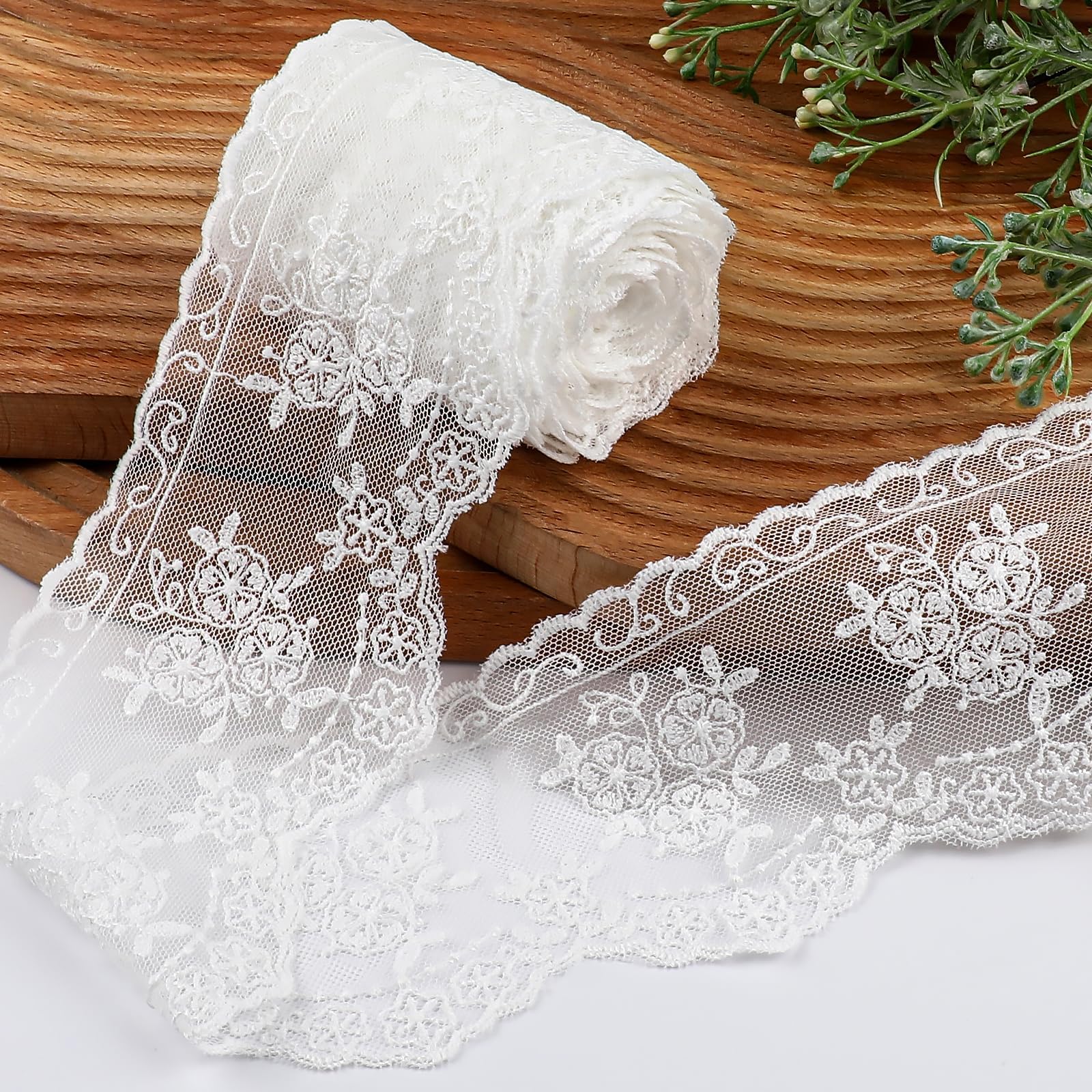 Amazon.com: 4 Inch Floral Lace Ribbon, 10cm Wide 5 Yard Long Elastic ...