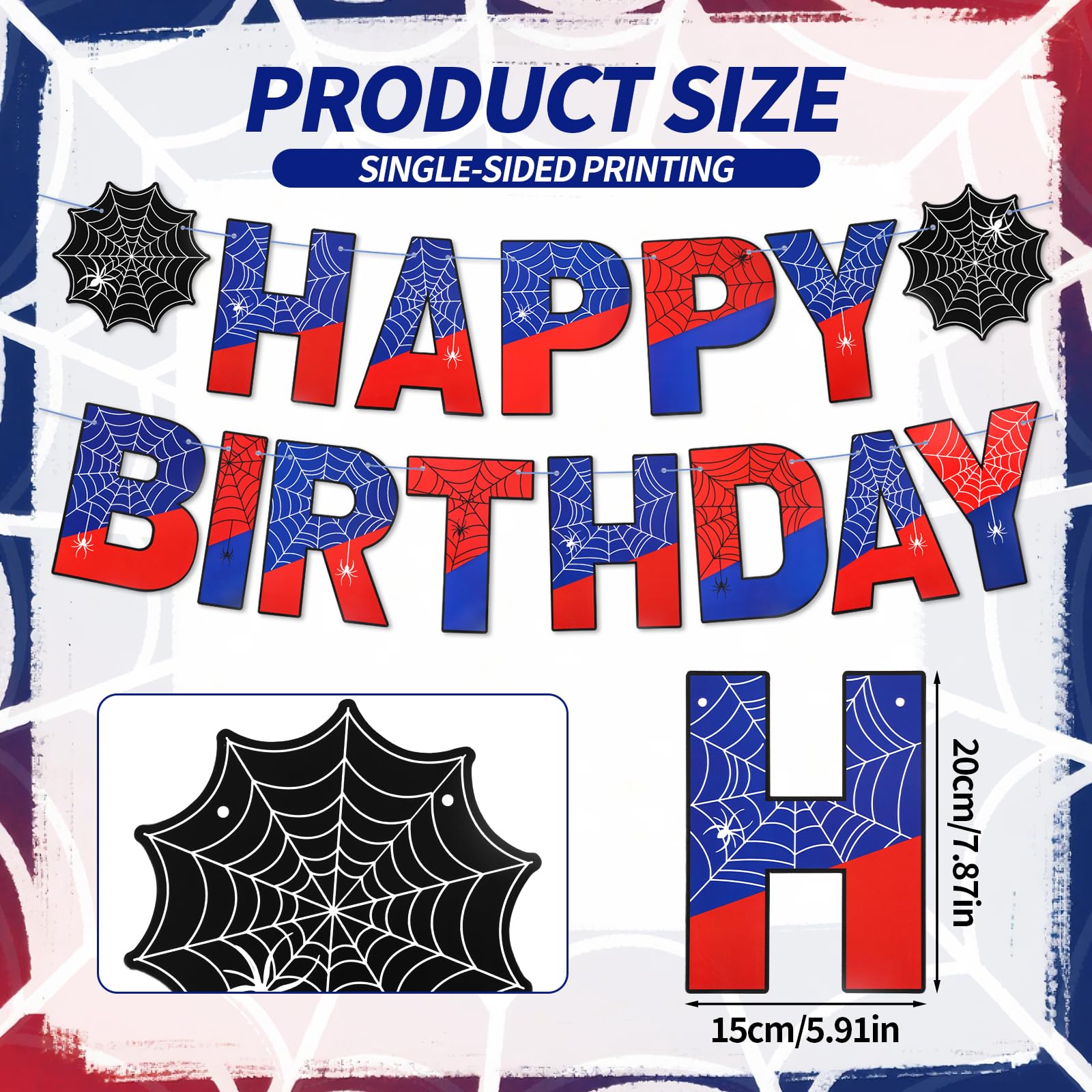 Spiderman Birthday Banner Spider Theme Happy Birthday Banner Red Blue ...