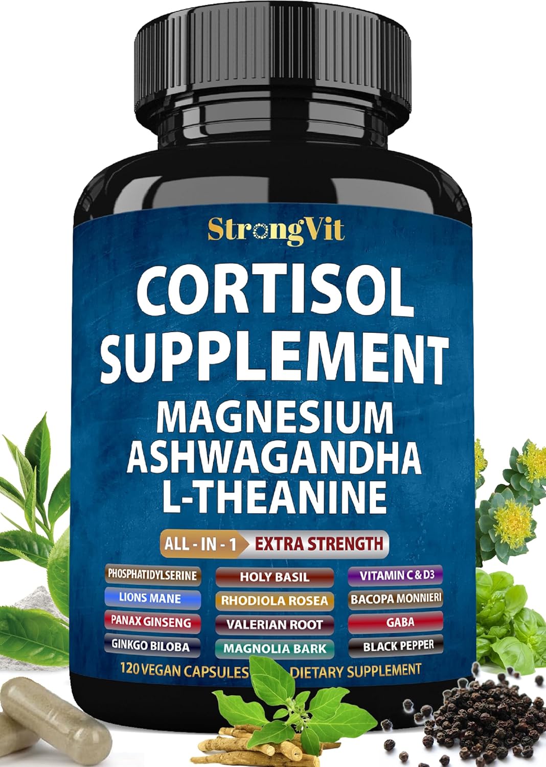 Amazon.com: StrongVit Cortisol Supplements for Women and Men with ...
