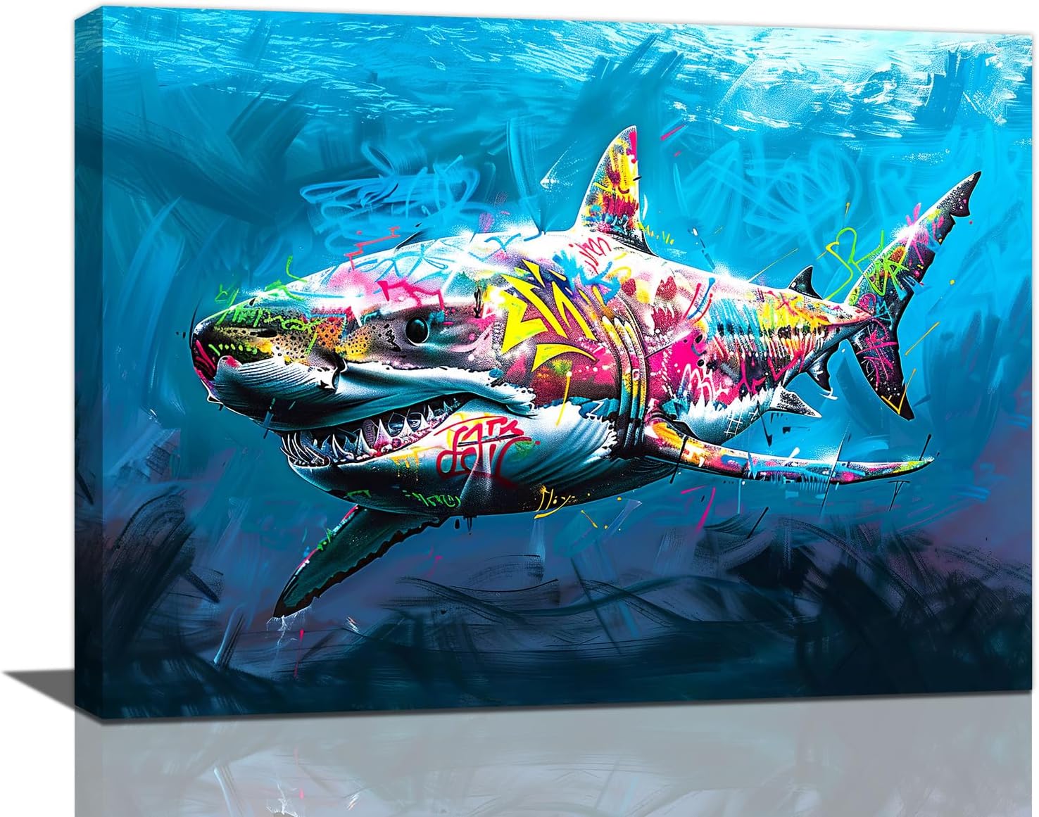 Amazon.com: Funaluz Banksy Graffiti Shark Wall Art Ocean Shark Pictures ...