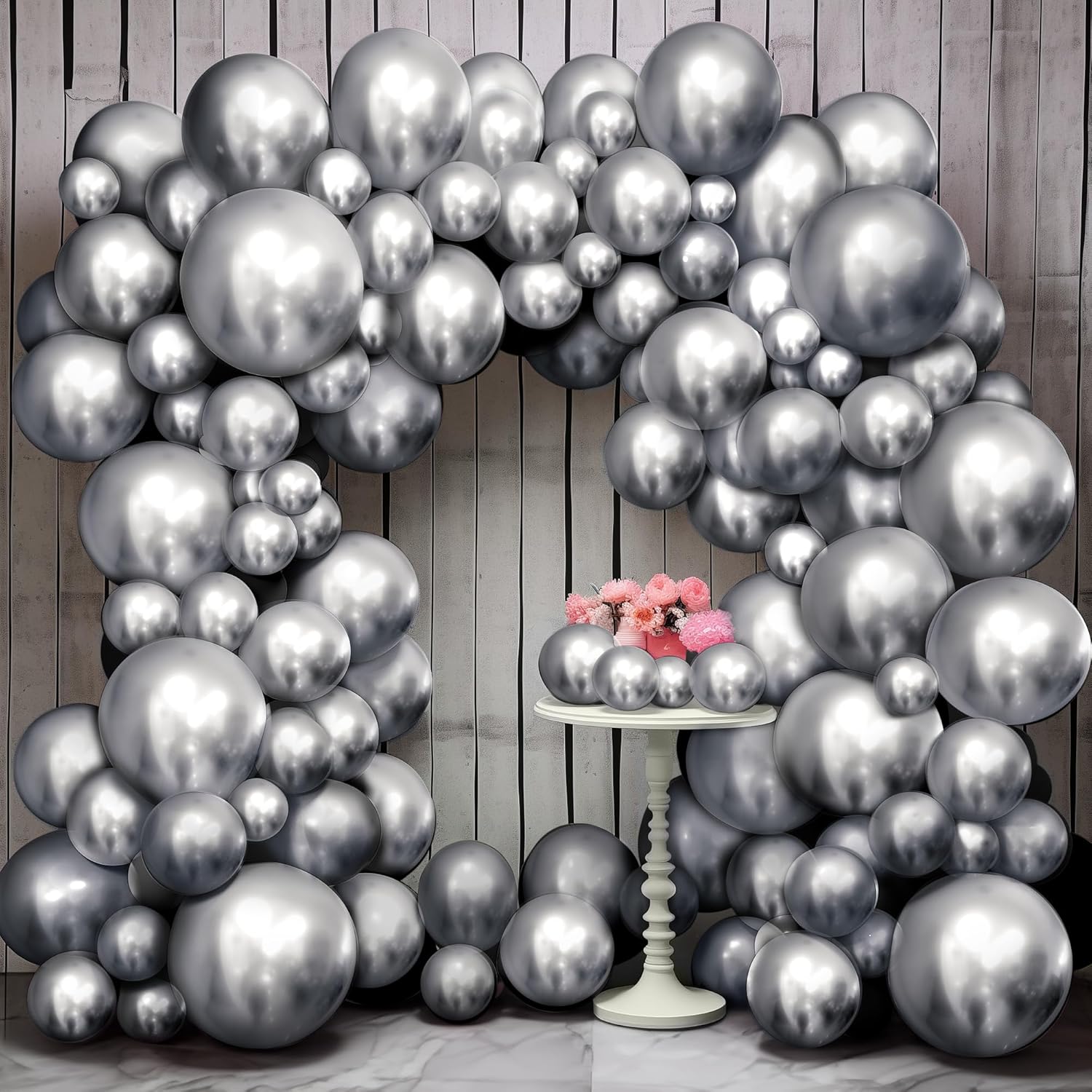 Amazon.com: KatchOn, 100 Pcs Silver Chrome Balloons Set - Different ...