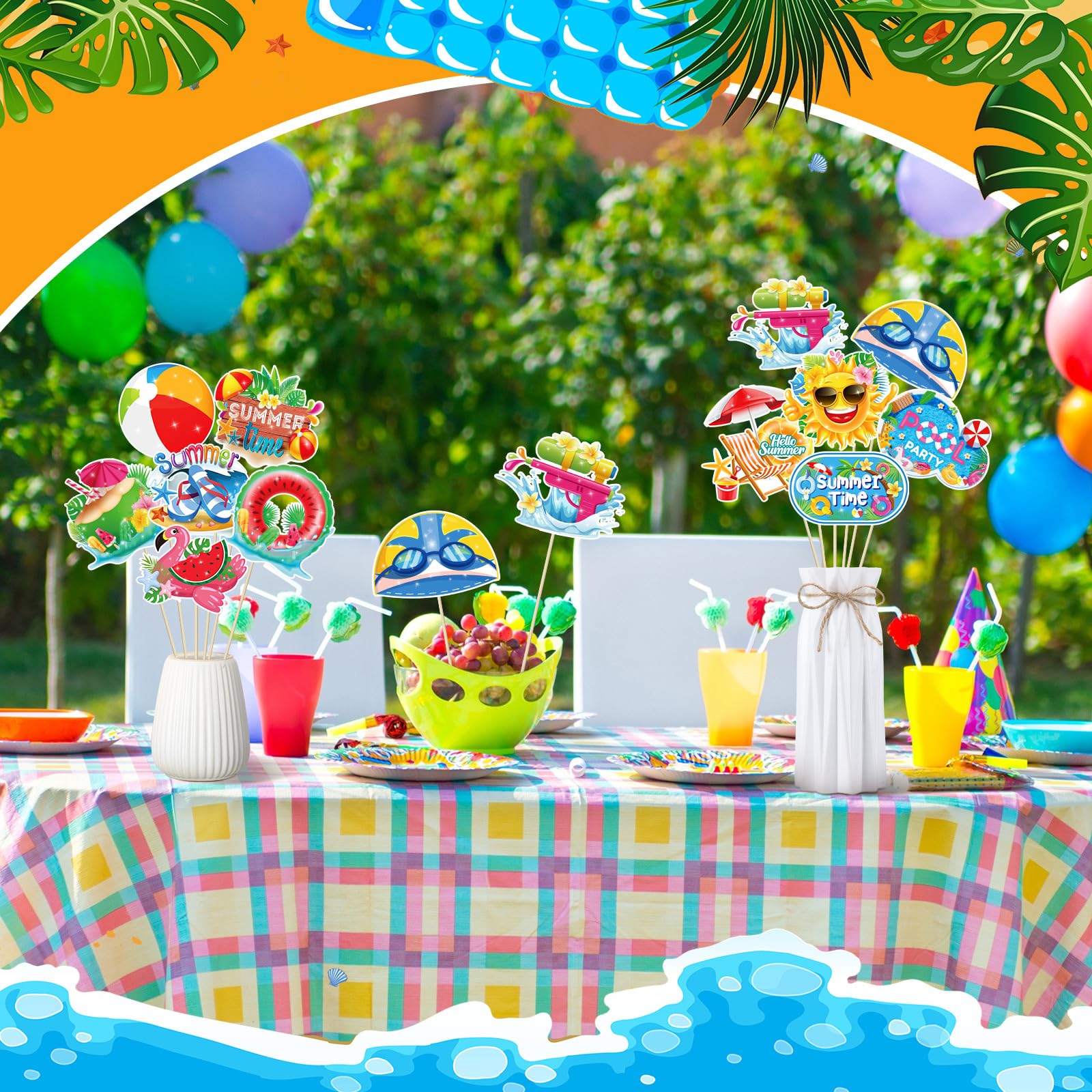 Snapklik.com : 36 Pcs Summer Pool Party Centerpiece Sticks Pool Theme ...