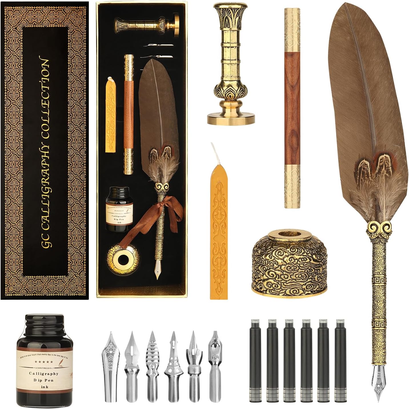 Amazon.com: GC QUILL Calligraphy Set - 18pcs With Dual Tip Fountain Pen ...