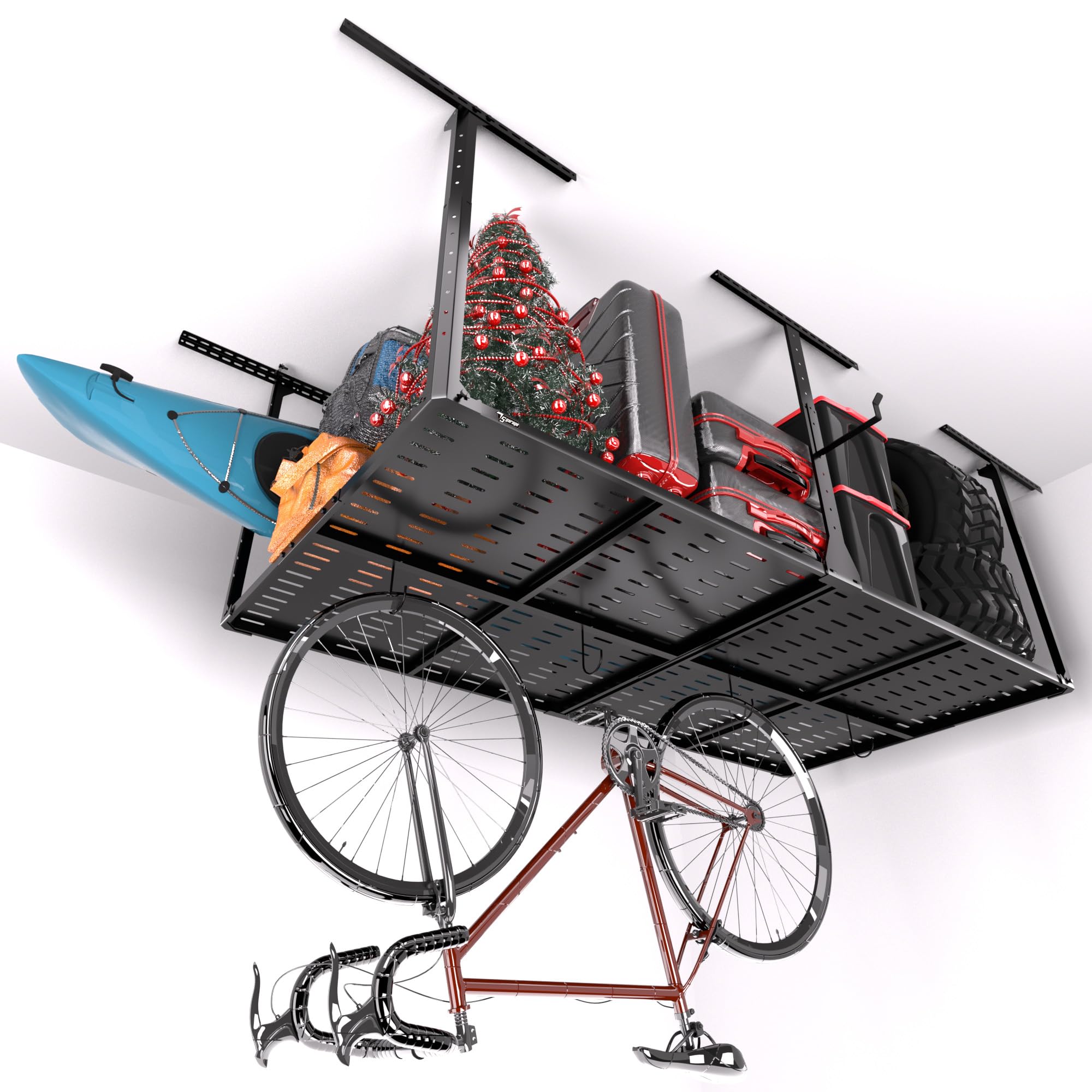 Amazon.com: 7S garage 4x8 Overhead Garage Storage Rack w/6 Hooks ...