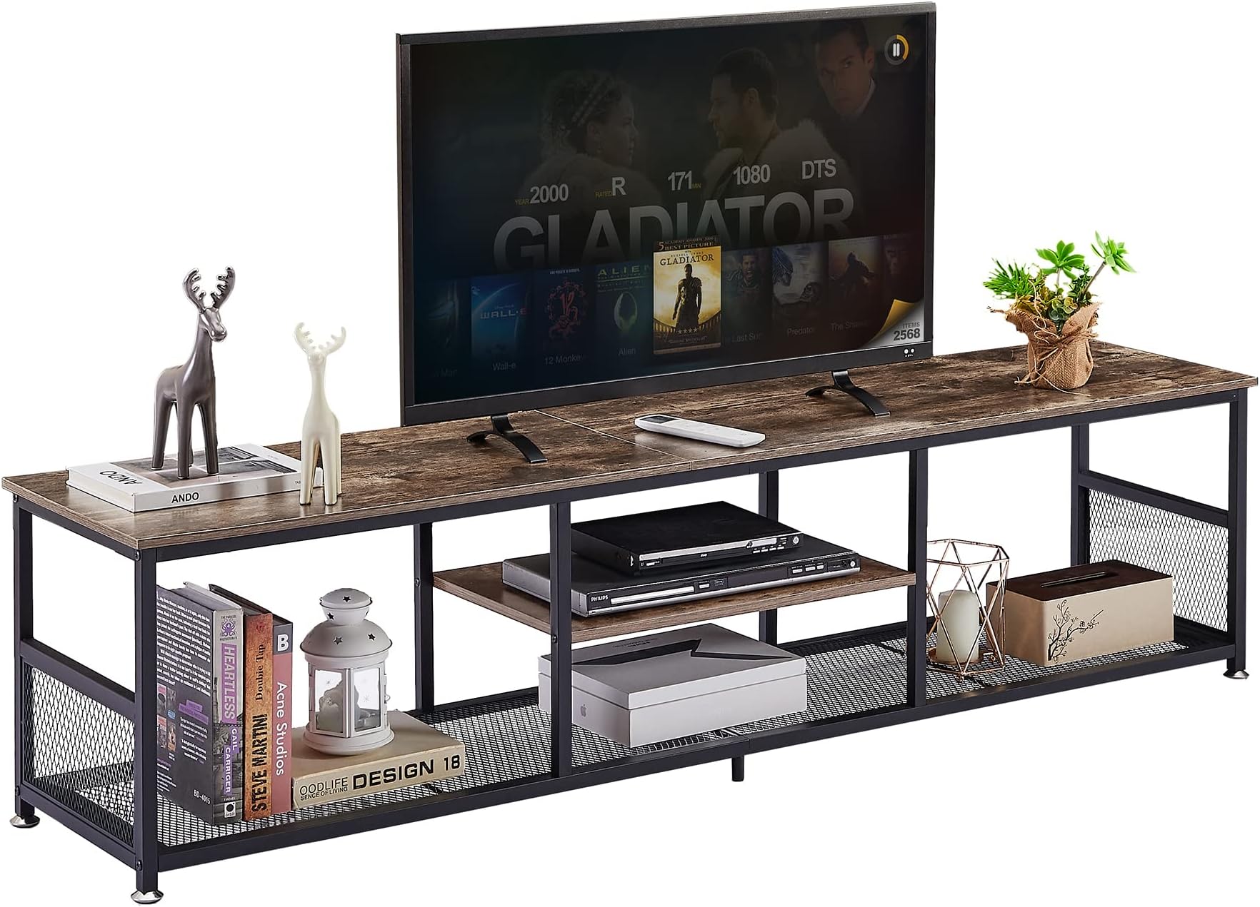 Amazon.com: VECELO TV Stand with Power Outlets for 75 Inch Industria ...