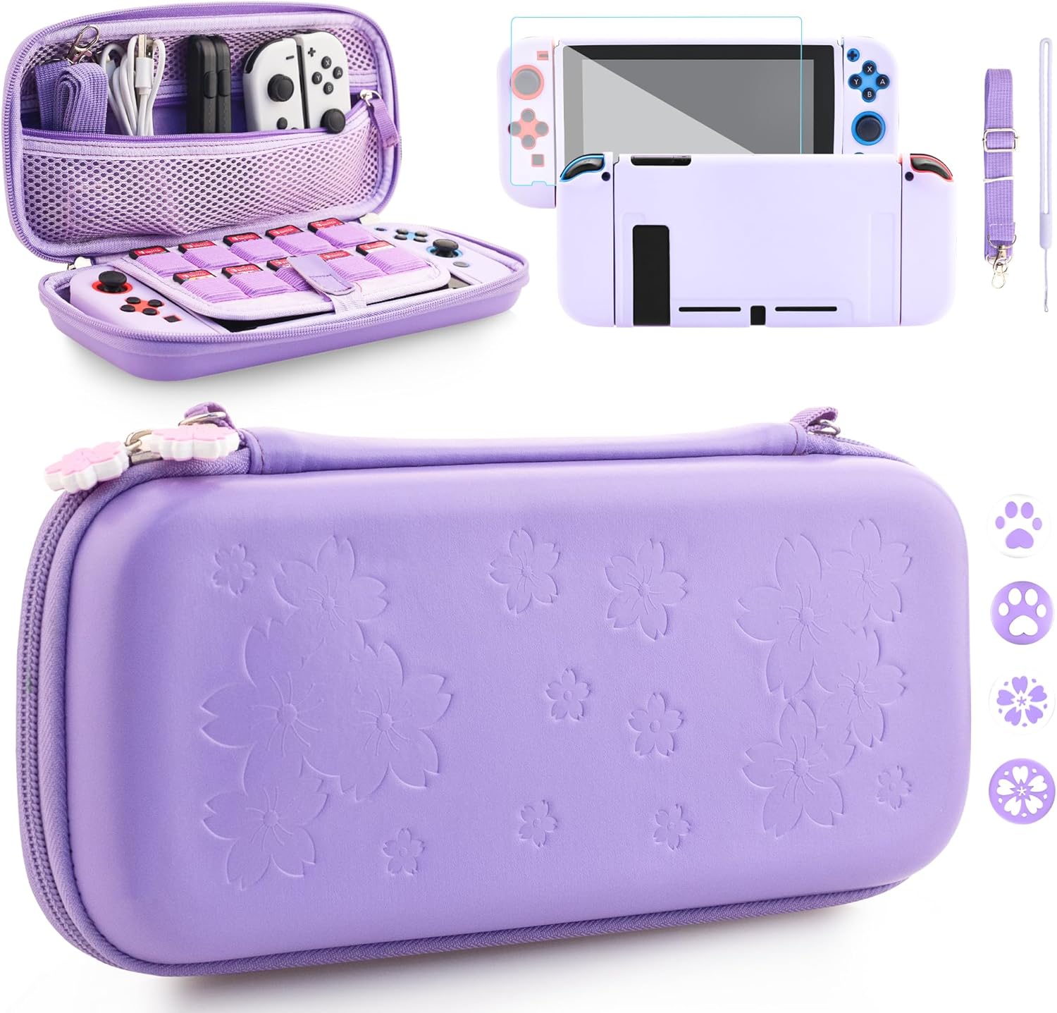 Amazon.com: FUNDIARY Purple Sakura Carrying Case for Nintendo Switch ...