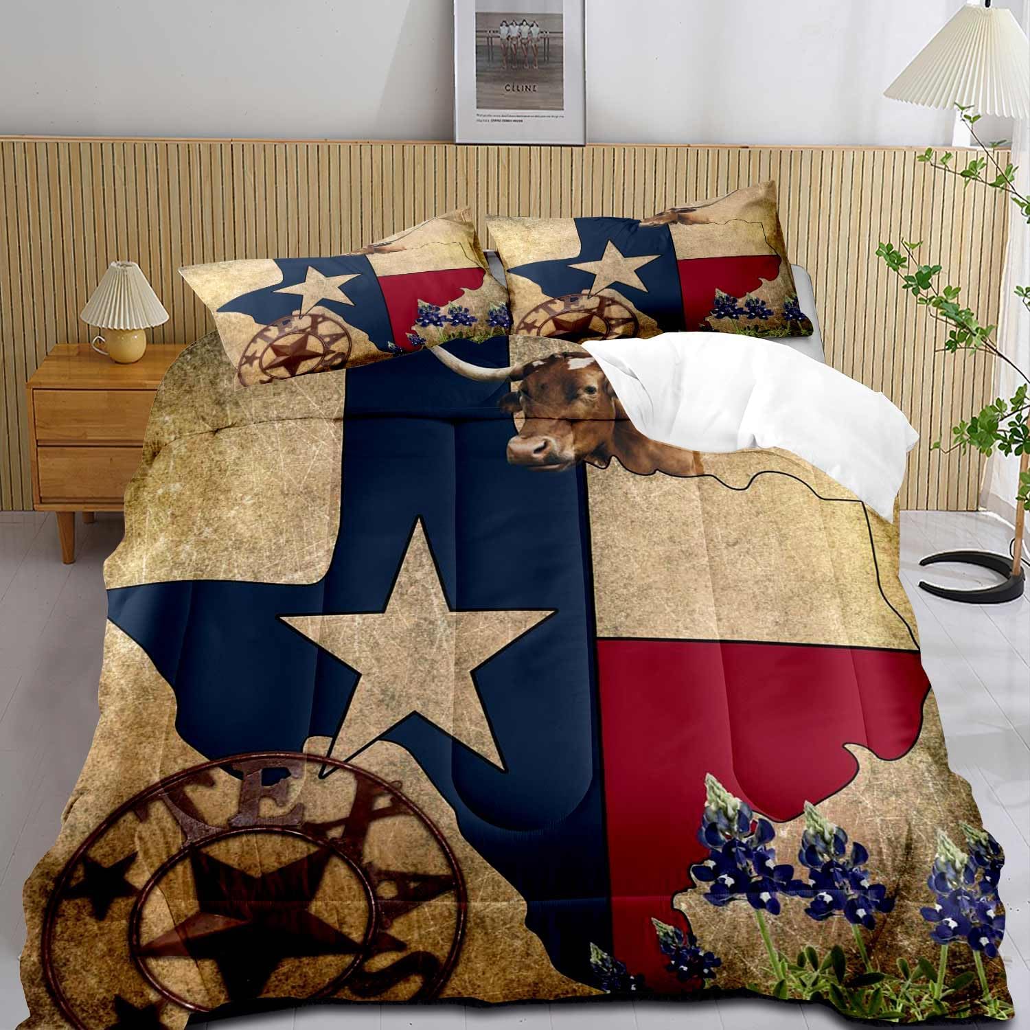 Amazon.com: LUVIVIHOME 3PCS Western Comforter Set Queen Size, Brown ...