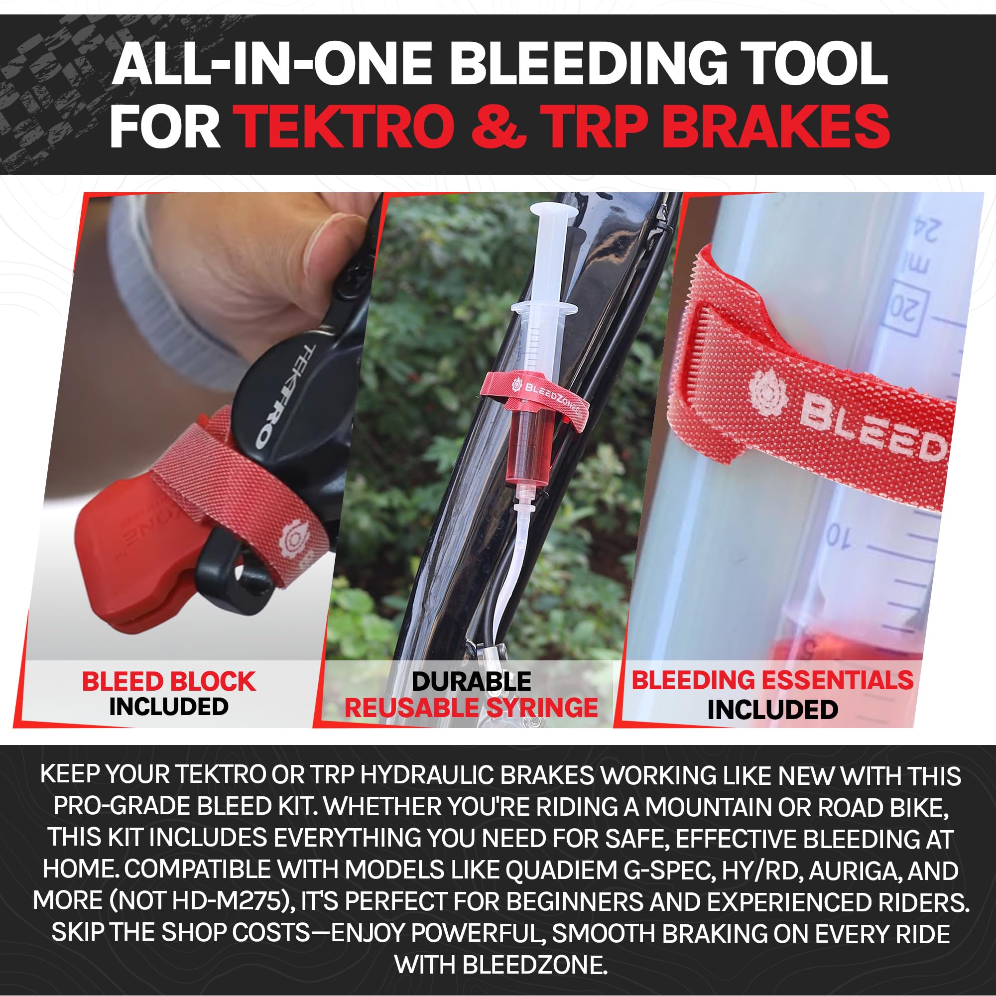 Snapklik.com : BleedZone Master Bleed Kit - Tektro Hydraulic Disc Brakes