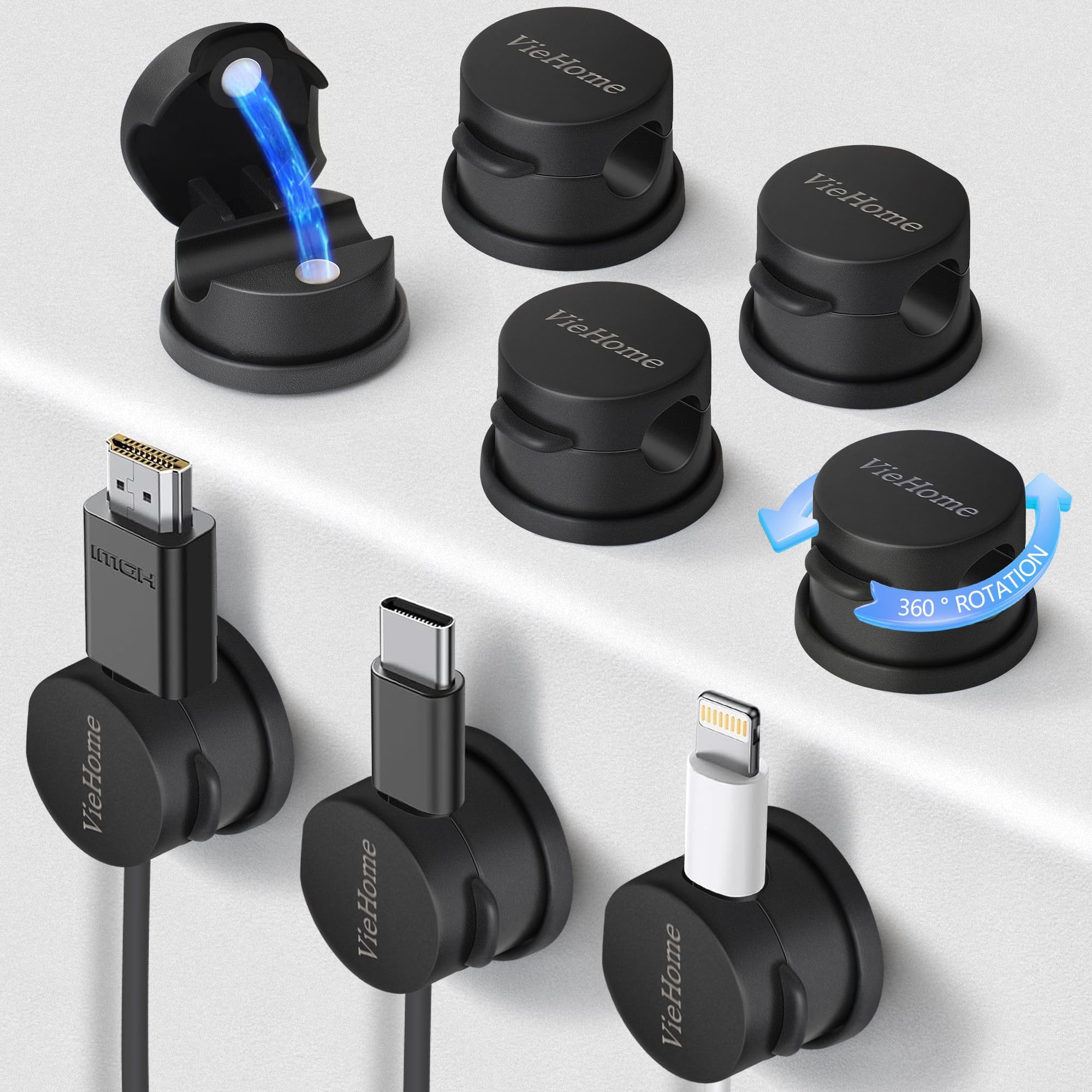 Amazon.com: 8 Pack Magnetic Cable Clips, 360° Rotatable Cord Organizer ...