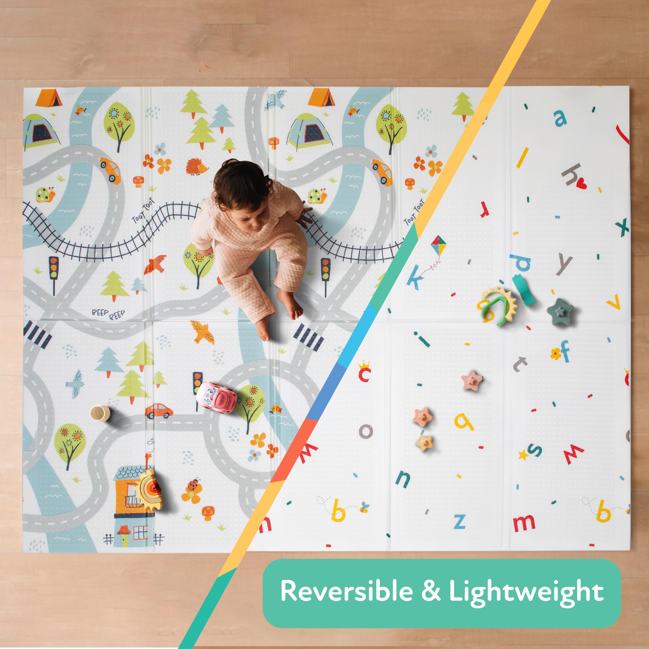 Snapklik.com : Reversible Baby Floor Mat, 77" X 58" - Foldable And ...