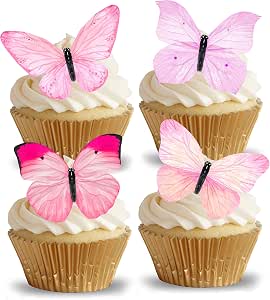 Anglesit Pre-Cut Gorgeous Pink Butterflies Edible Wafer/Rice Paper ...