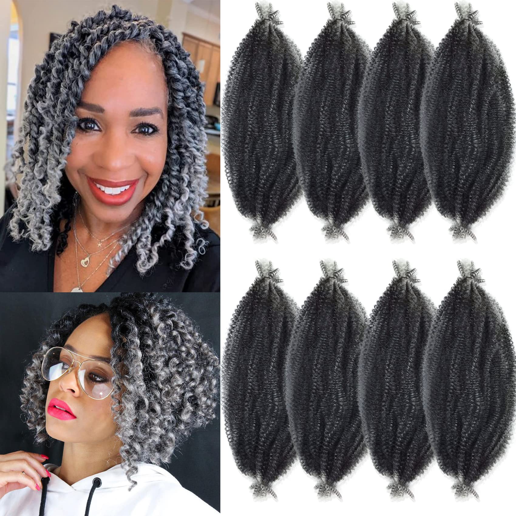 Amazon.com : Marley Hair 16 Inch Springy Afro Twist Hair 8 Packs Marley ...