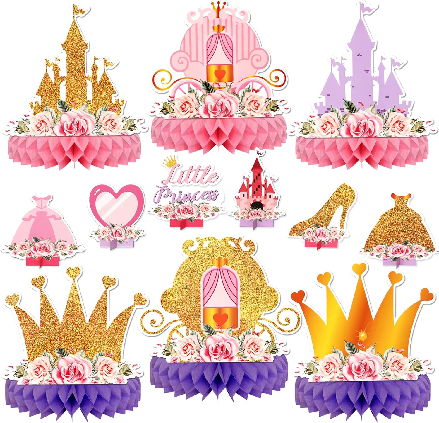 Amazon.com: Princess Honeycomb Centerpieces, KSKSPE 12Pcs Princess ...
