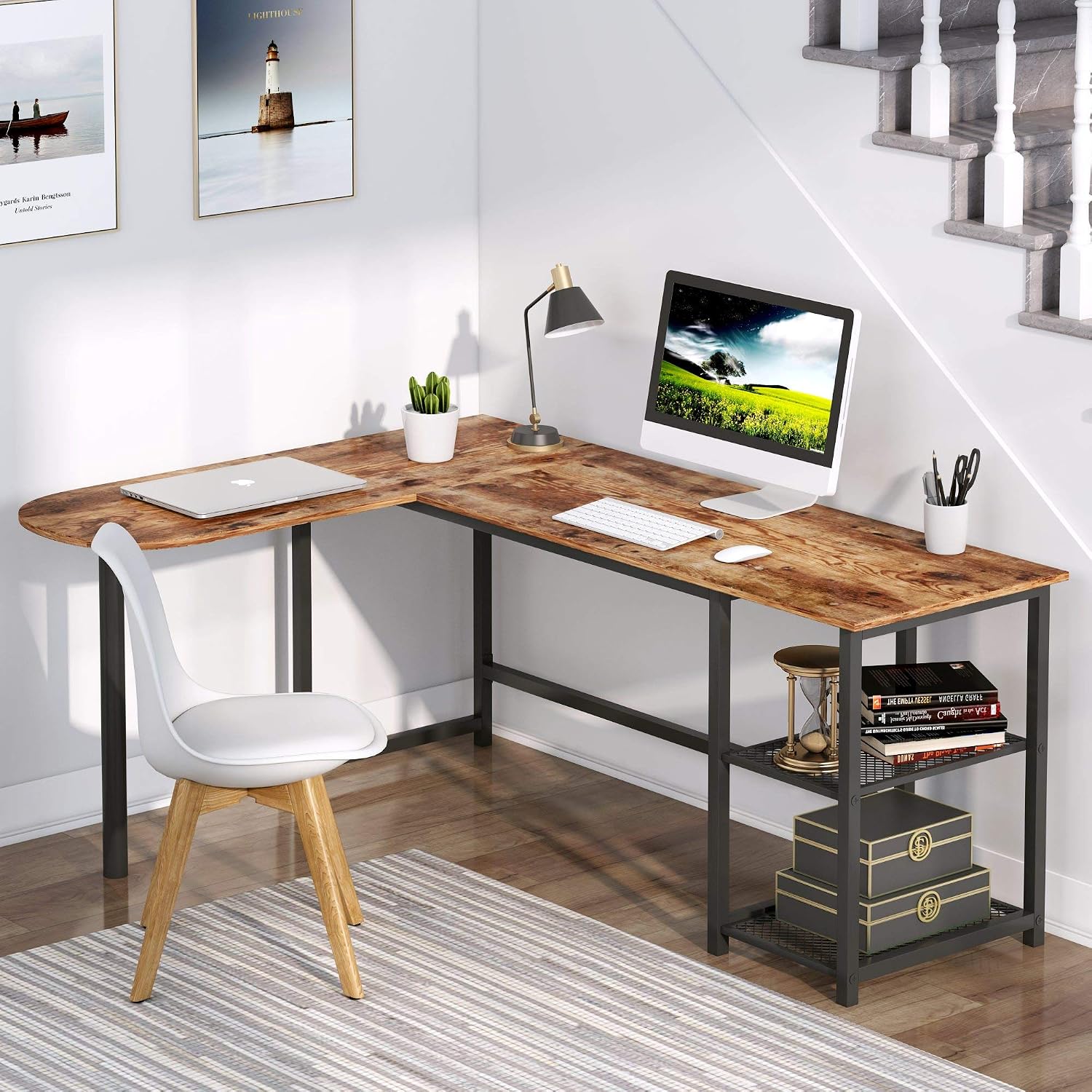 Tribesigns L-förmiger Computer-Schreibtisch, moderner Schreibtisch aus ...