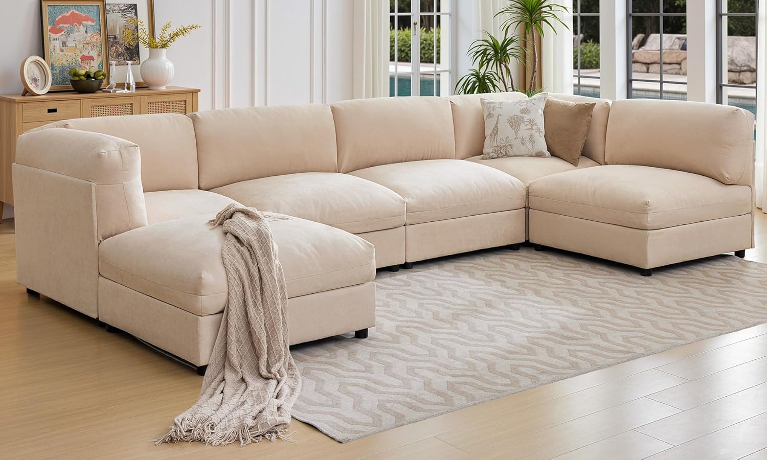 Amazon.com: Jocisland 148’’ Wide U-Shaped Modular Sectional Sofa with ...