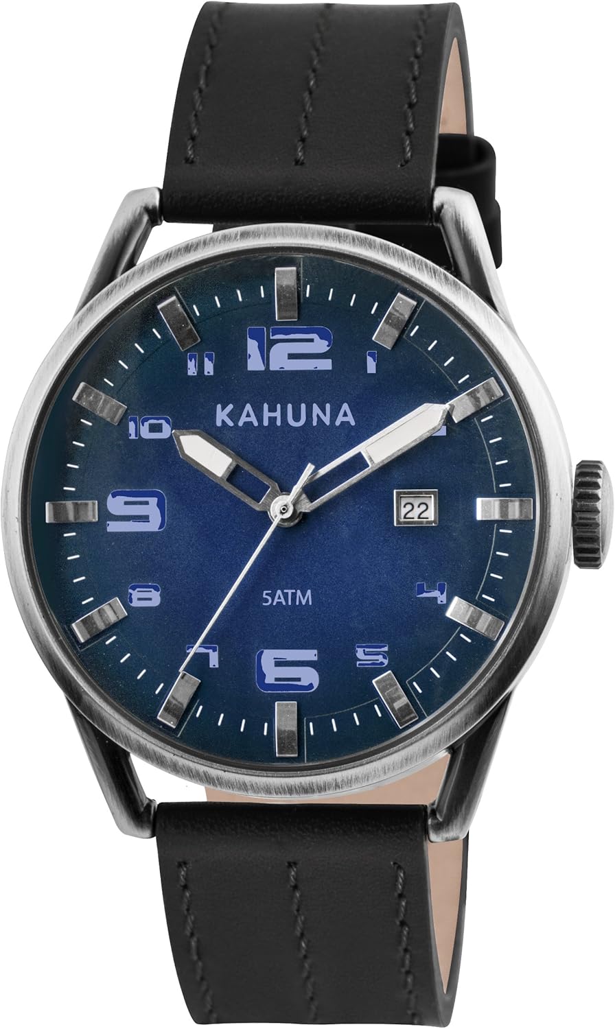 Kahuna Men's Quartz Watch with Blue Dial Analogue Display and Black ...
