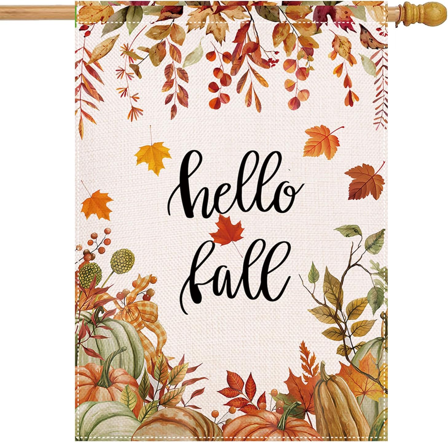 Amazon.com : Fall Flags 28 X 40 Double Sided Hello Fall Pumpkin ...