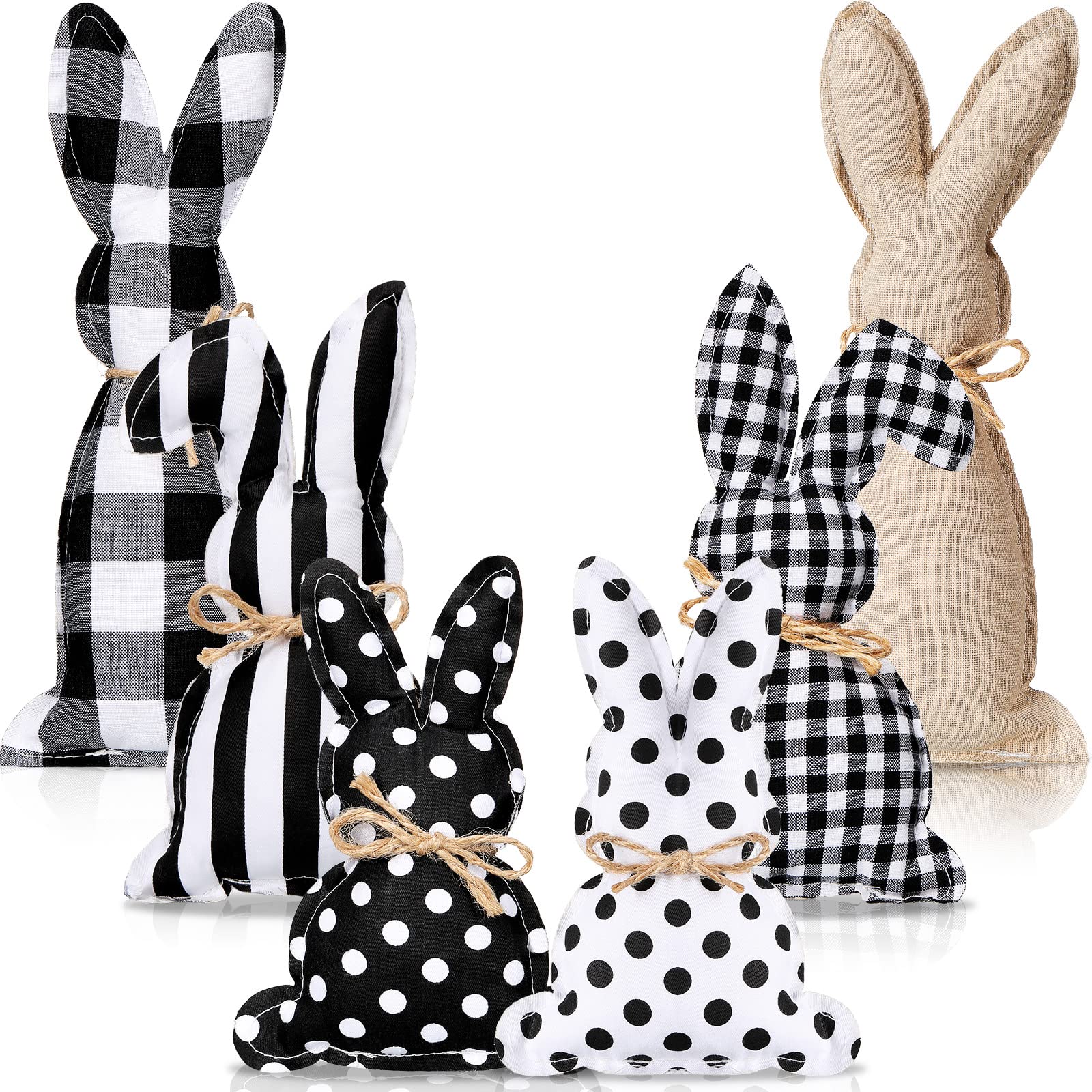 Amazon.com: 6 Pcs Rustic Easter Bunny Decor Farmhouse Stuffed Fabric ...