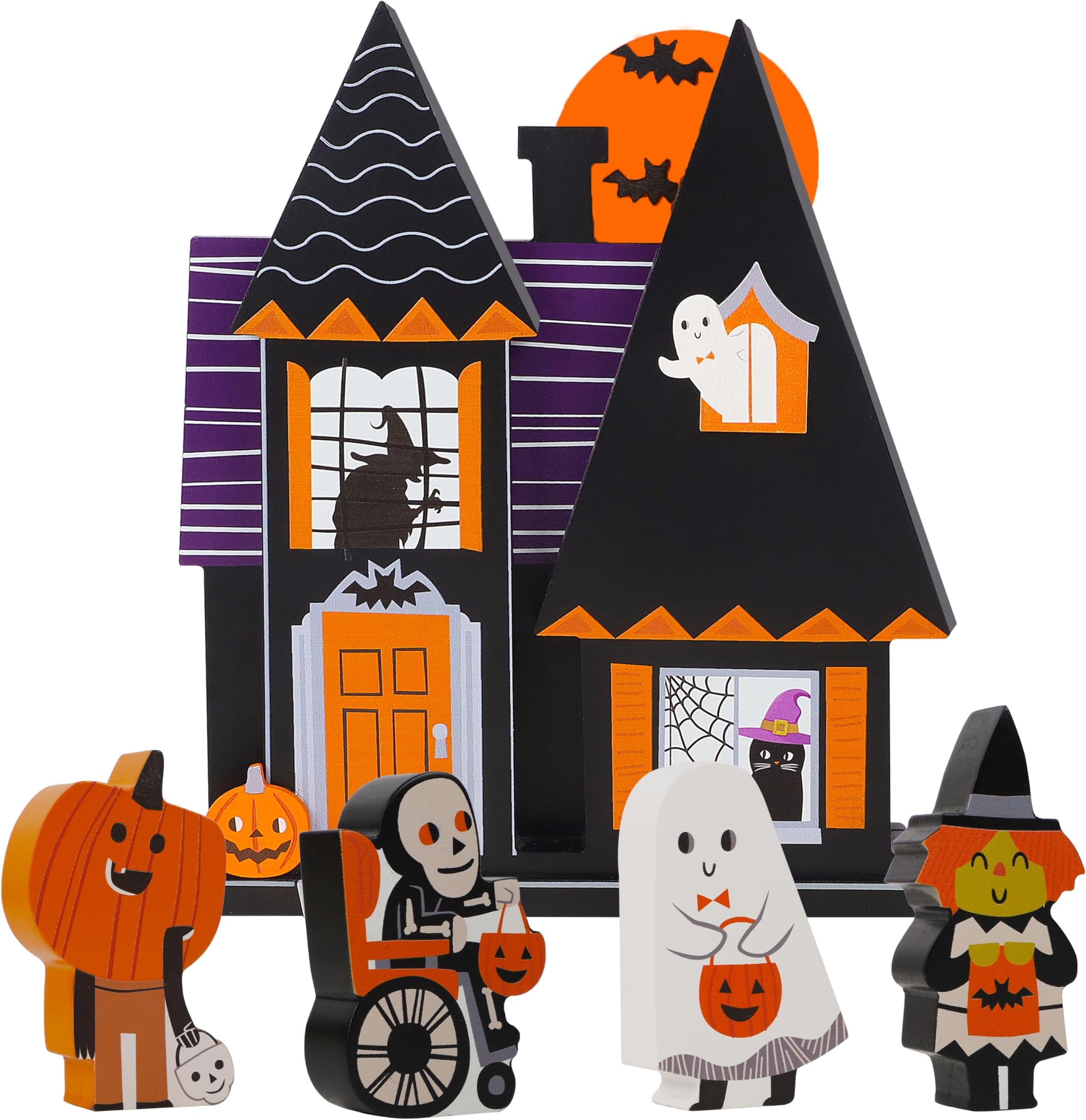 Amazon.com: Wonderjune 13 Pcs 3D Ghost Halloween Village Haunted House ...