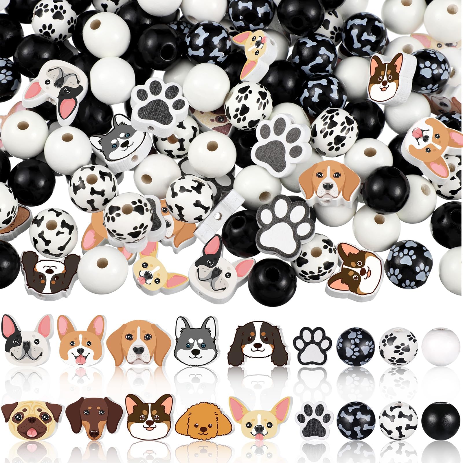 Amazon.com: Thyle 200 Pcs Dog Paw Bone Wooden Beads Puppy Paw Footprint ...