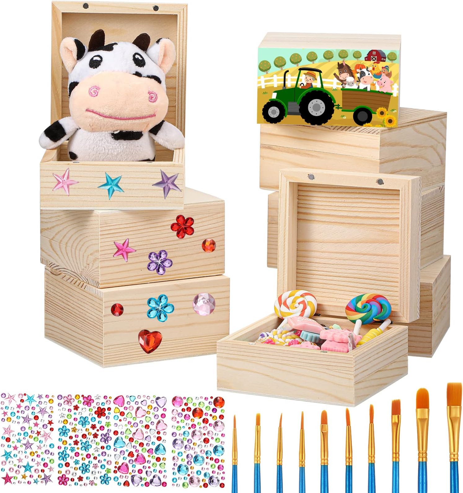 Amazon.com: 12 Pieces Small Wooden box Unfinished Wood Treasure Boxes ...