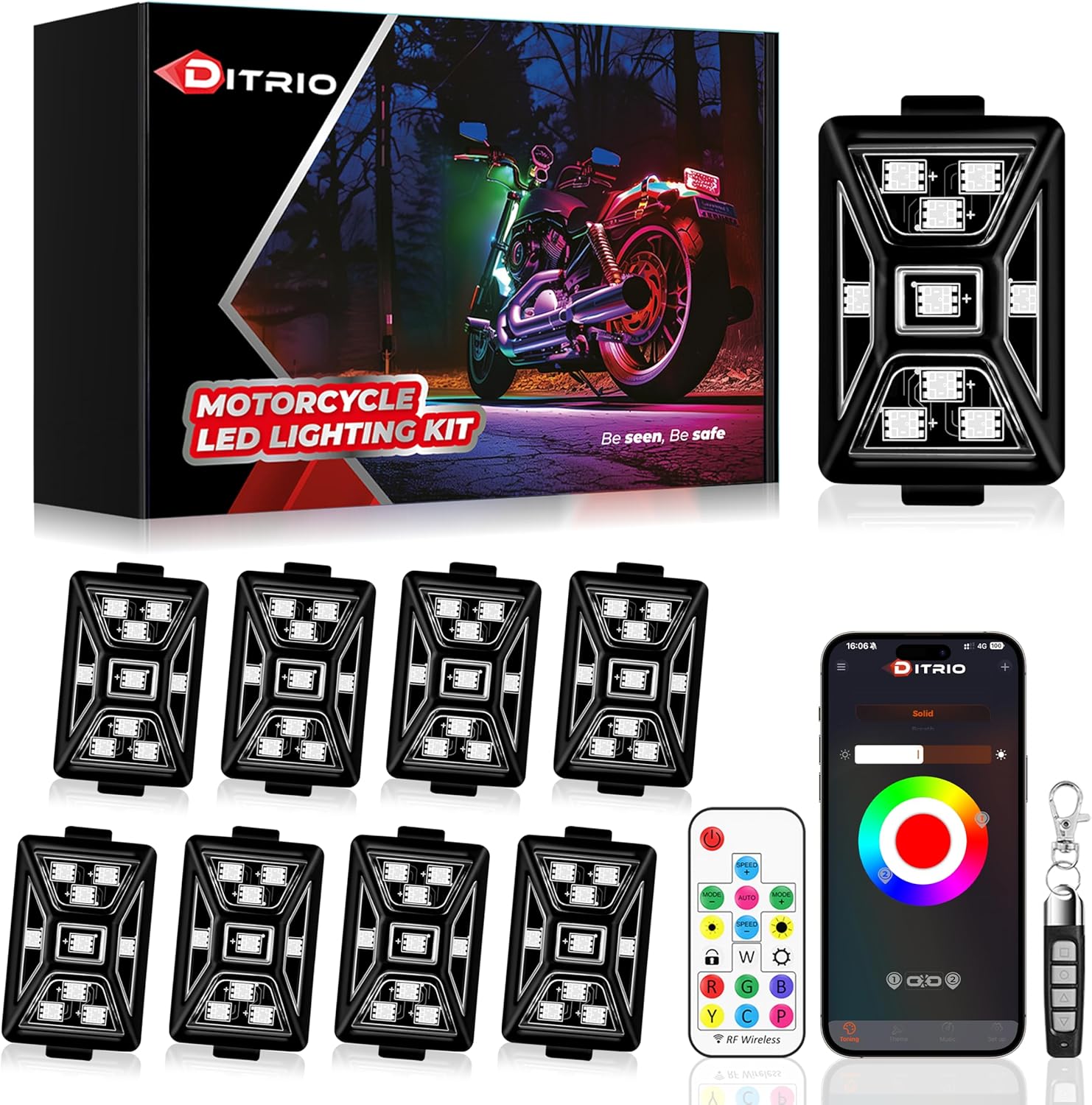 Amazon.com: 8PCS 5 Sides Full Angle RGB Motorcycle LED Underglow Kit ...