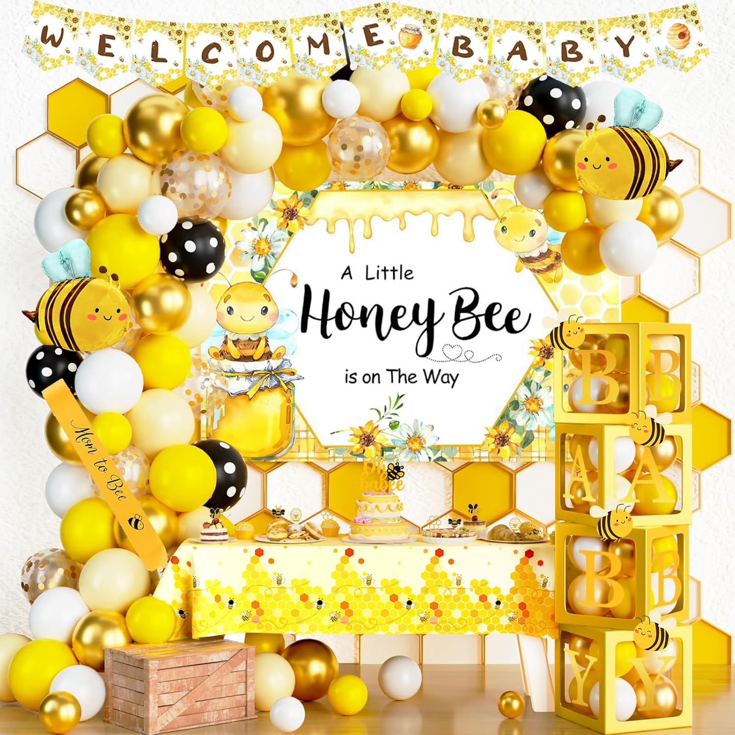 Amazon.com: Party Inspo Bee Baby Shower Decorations, Bumble Bee Baby ...