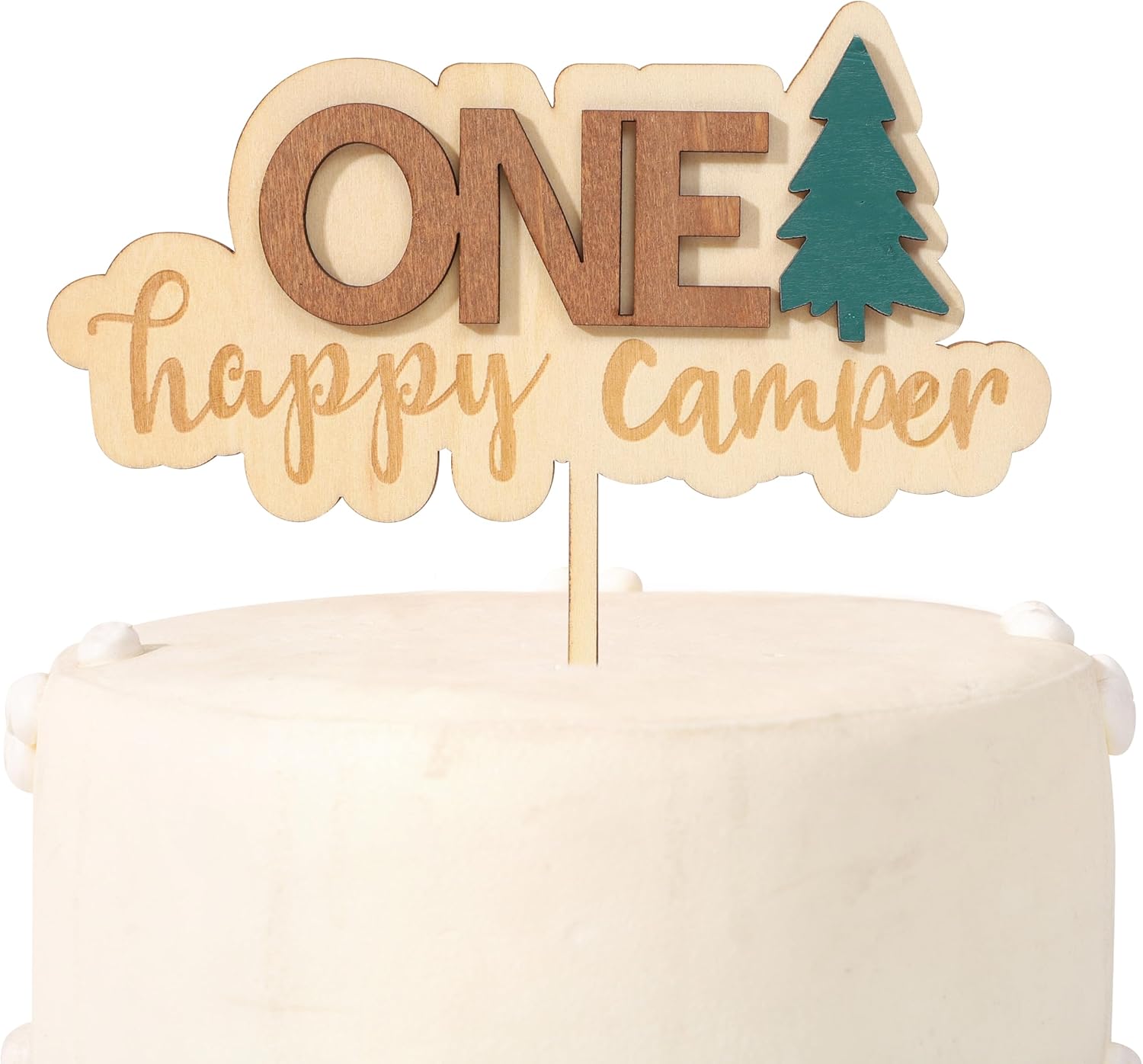 Amazon.com: One Happy Camper Wood Cake Topper - 1st Birthday Camping ...