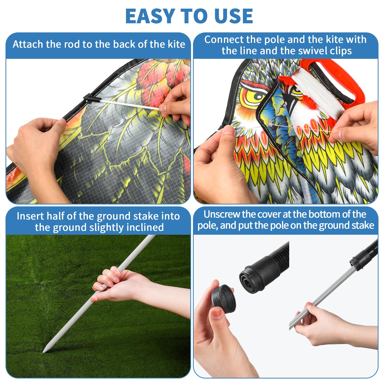 Libima 2 Sets Bird Scaring Eagle Flying Kite Bird Scarer Flying Kite ...