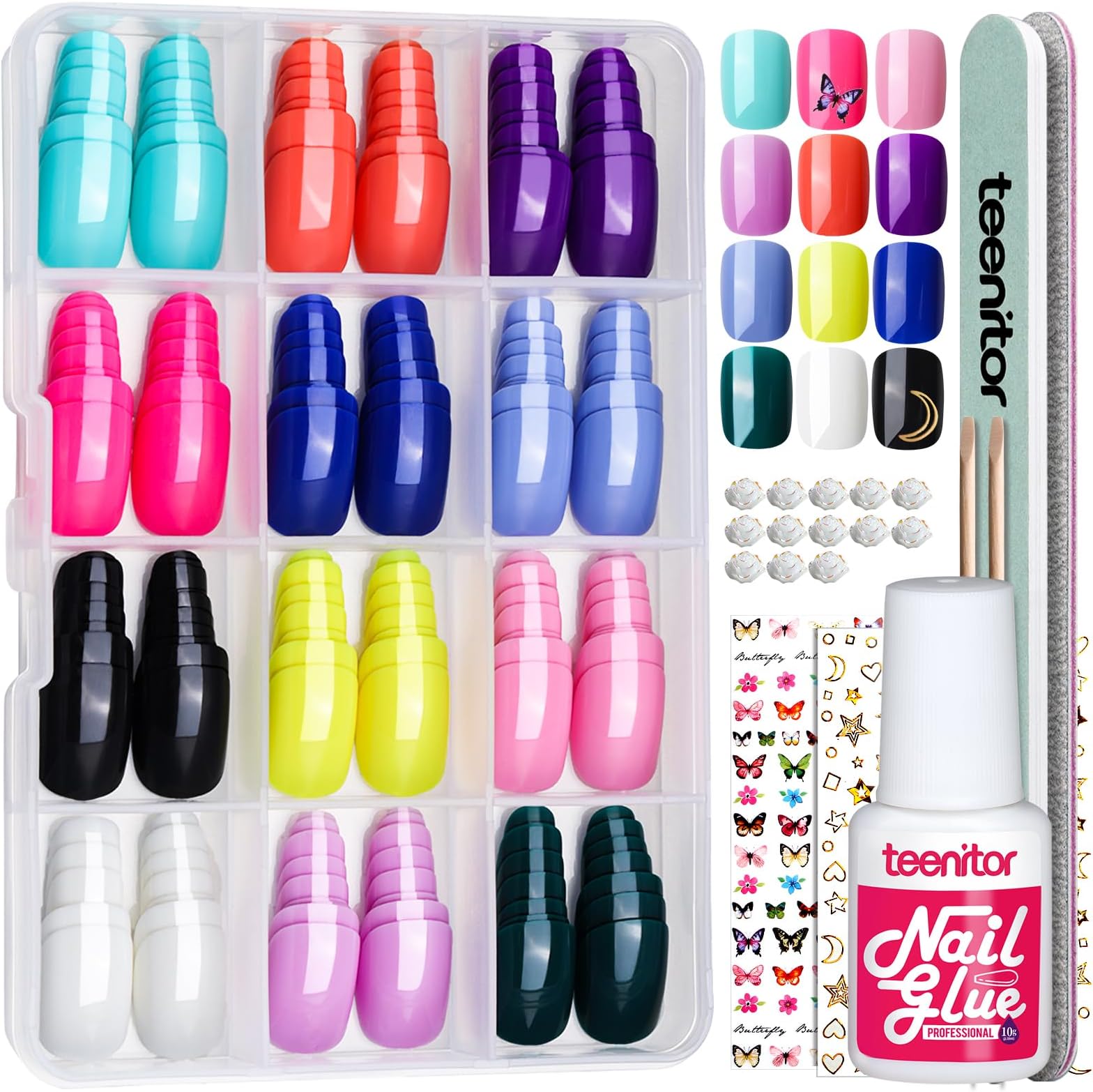 Amazon.com: Teenitor Extra Short Press-On Nails Kit - 288pcs Short Fake ...