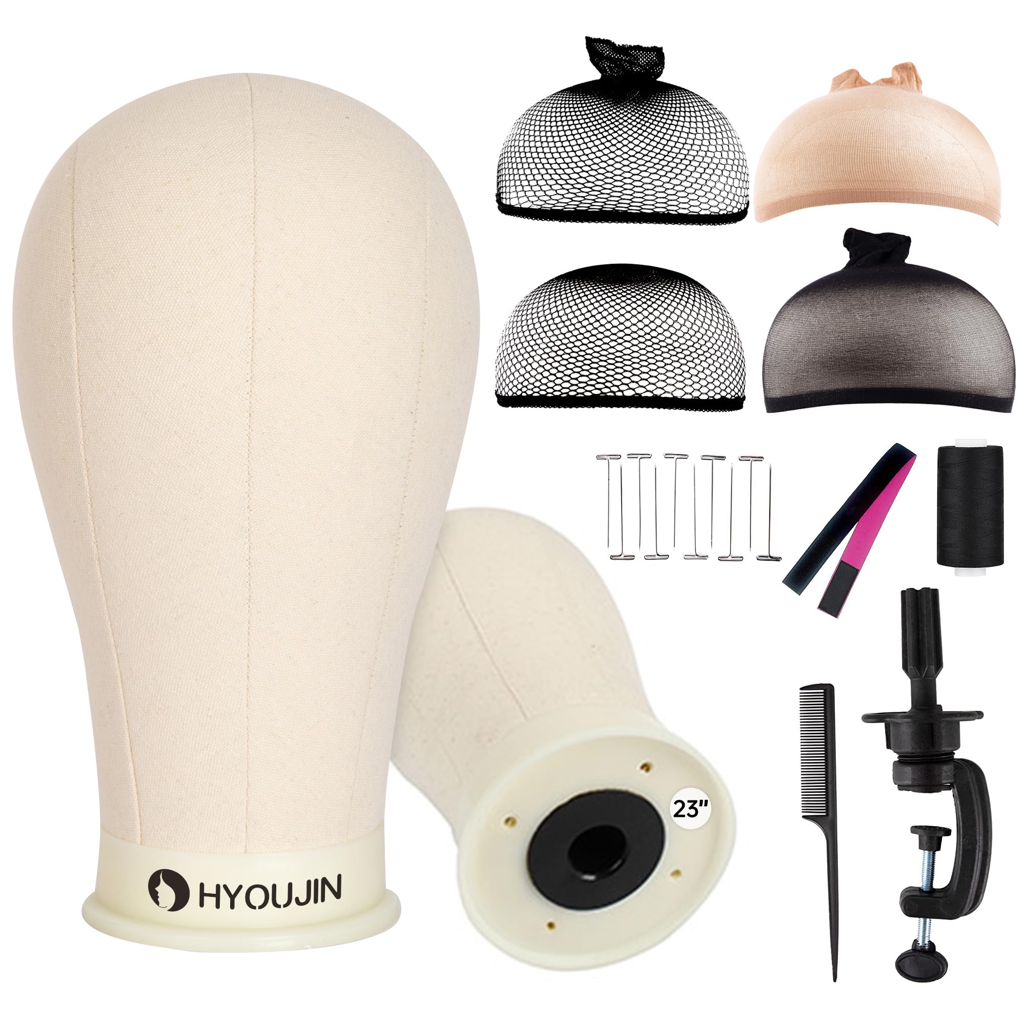 Amazon.com: HYOUJIN 23 Inch Canvas Wig Head,Mannequin Head for Wig ...