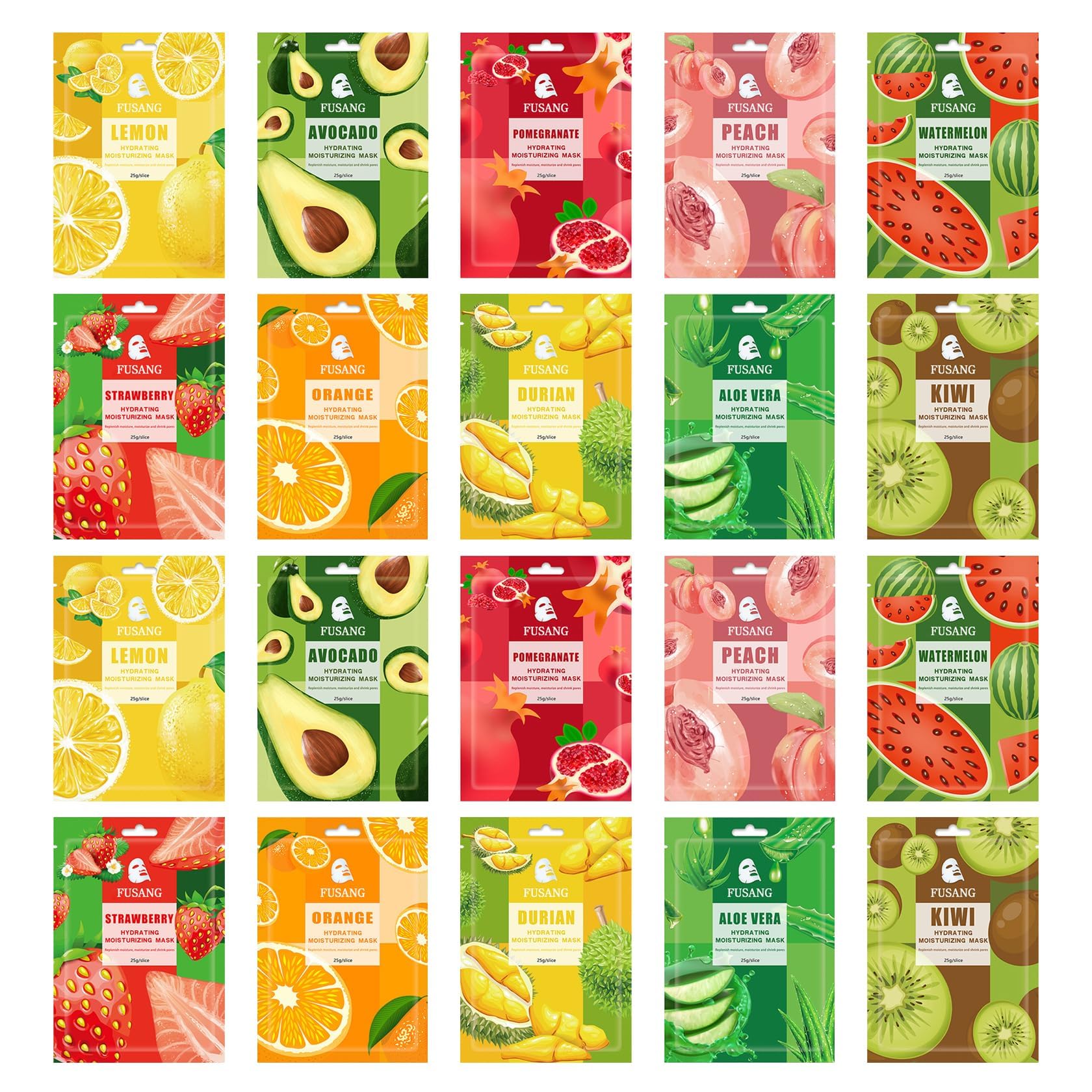 20 Pack Face Sheet Mask Set,Moisturizing Long Lasting Facial Sheet ...