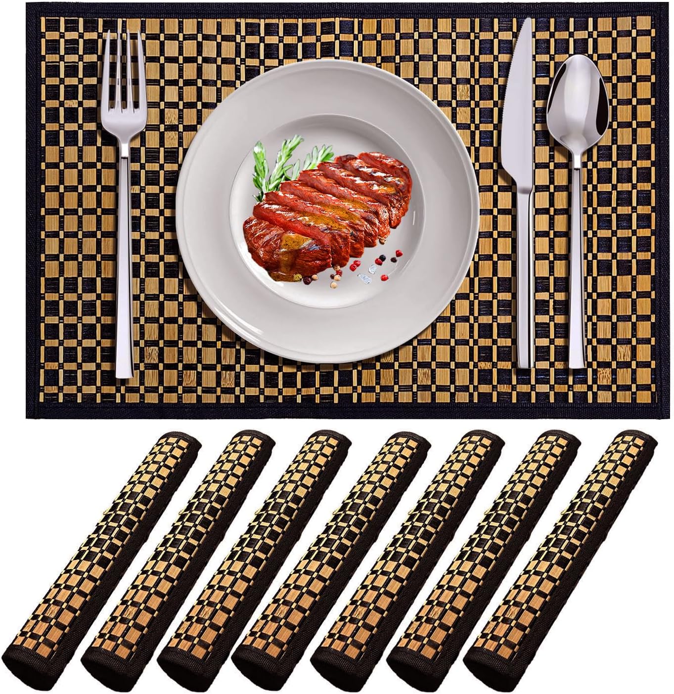 Amazon.com: Pickmesh Bamboo Placemats Set of 6, Bamboo Table Mats Set ...
