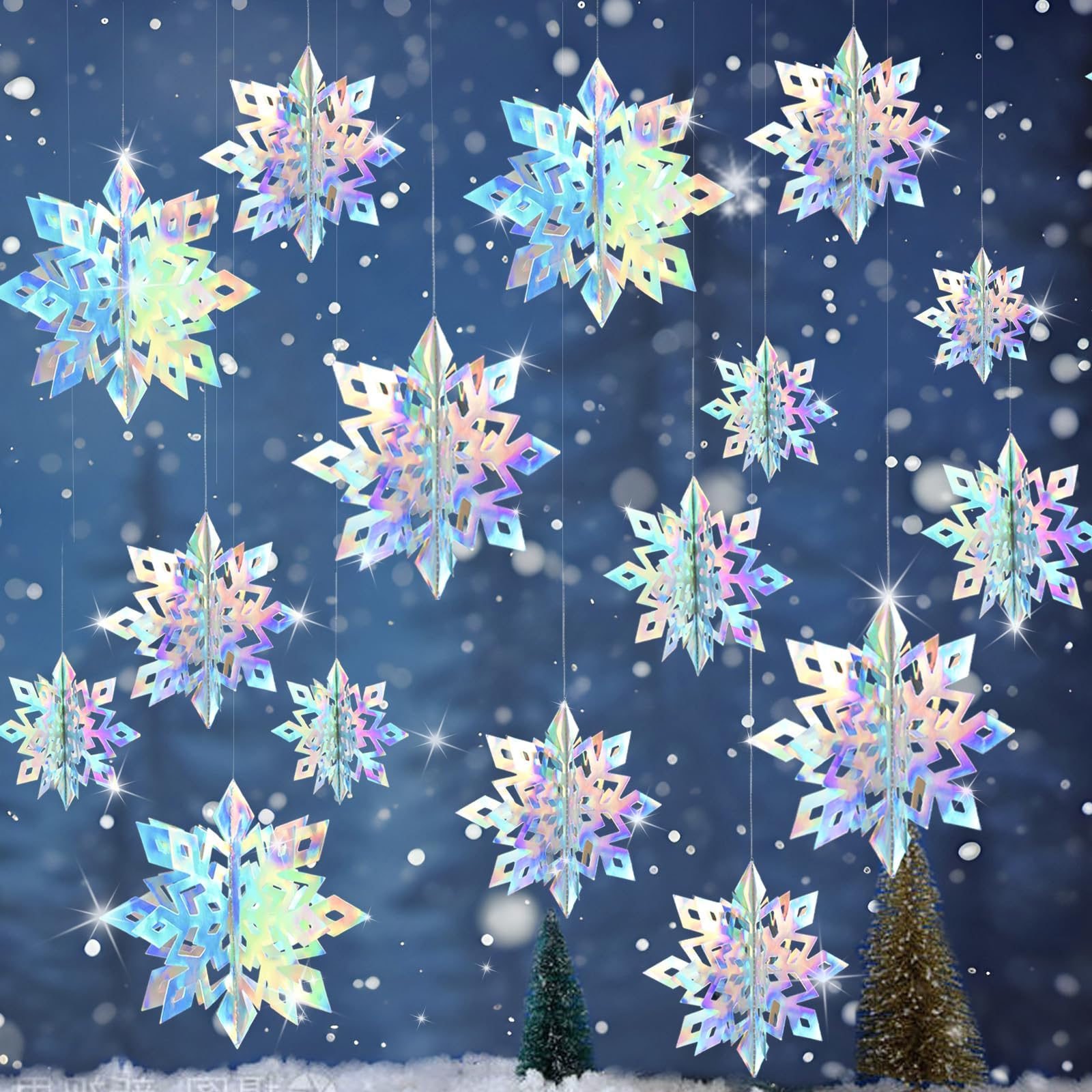 Amazon.com: Syhood 28 Pcs Christmas Hanging Ceiling Snowflake ...