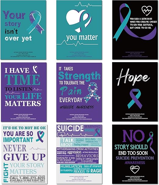 Amazon.com: Sayglossy 9 Pack Suicide Awareness Poster 17 Inch x 22 Inch ...